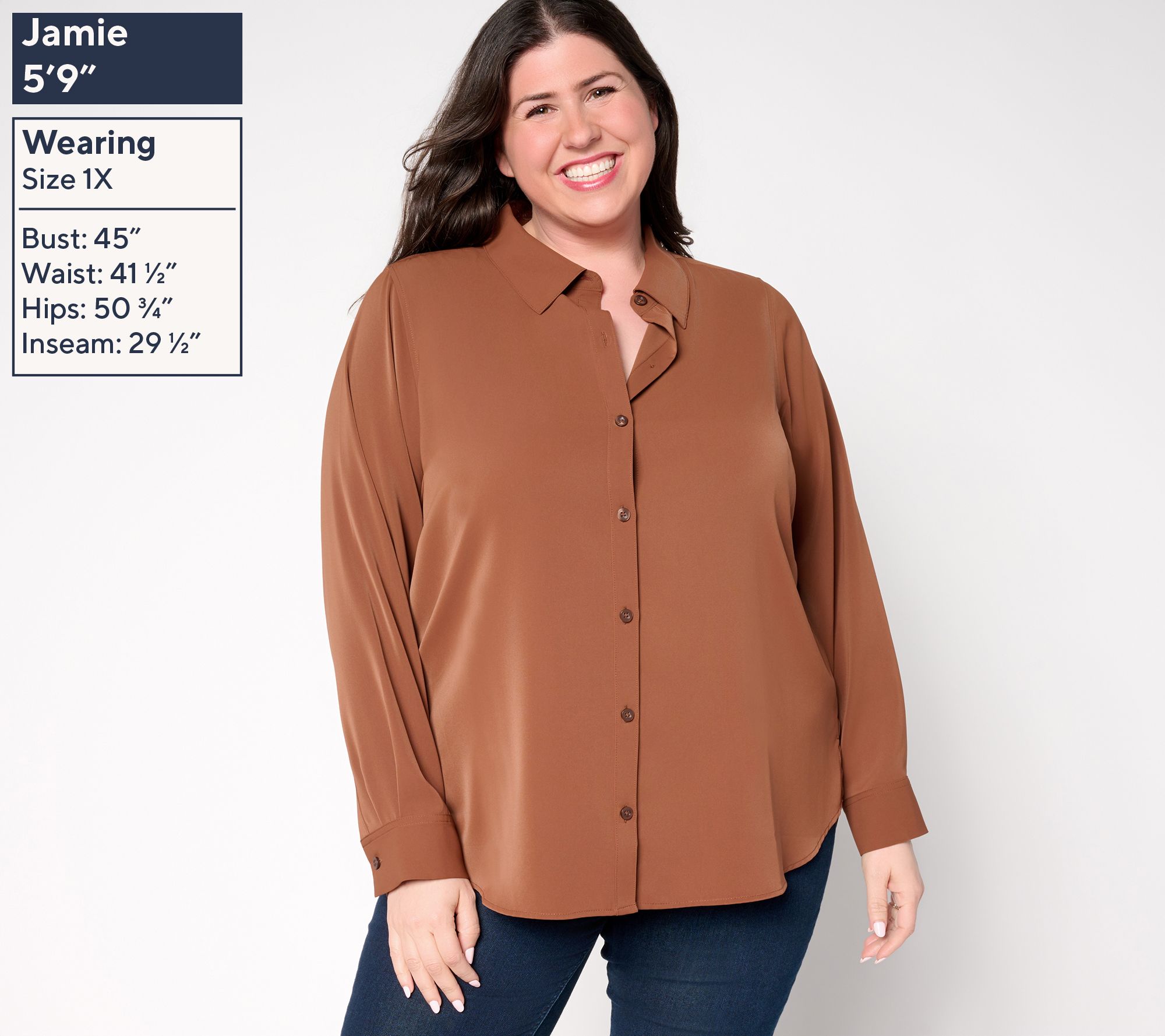 Joan Rivers Satin Button Front Shirt - QVC.com