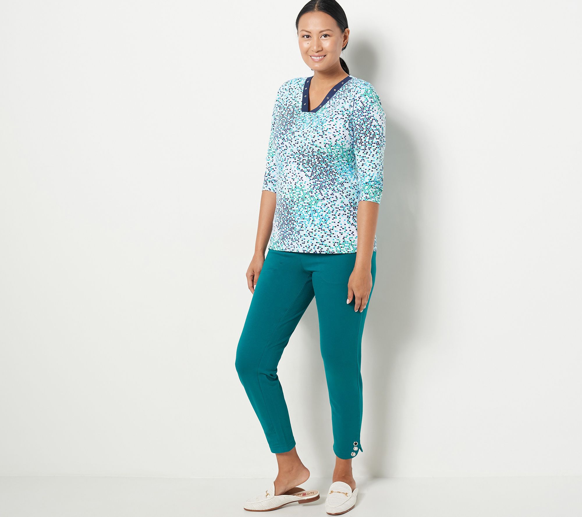 "As Is" Sport Savvy Regular French Terry Ankle Slim Straight Pant - QVC.com