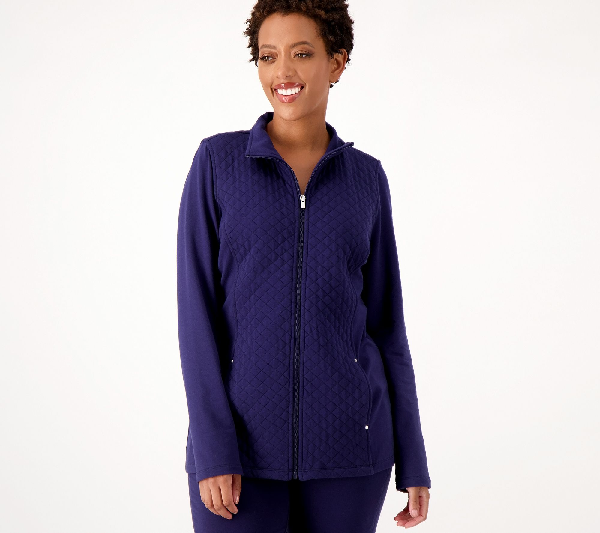 "As Is" Sport Savvy French Terry Long Sleeve Quilted Tunic Jacket - QVC.com