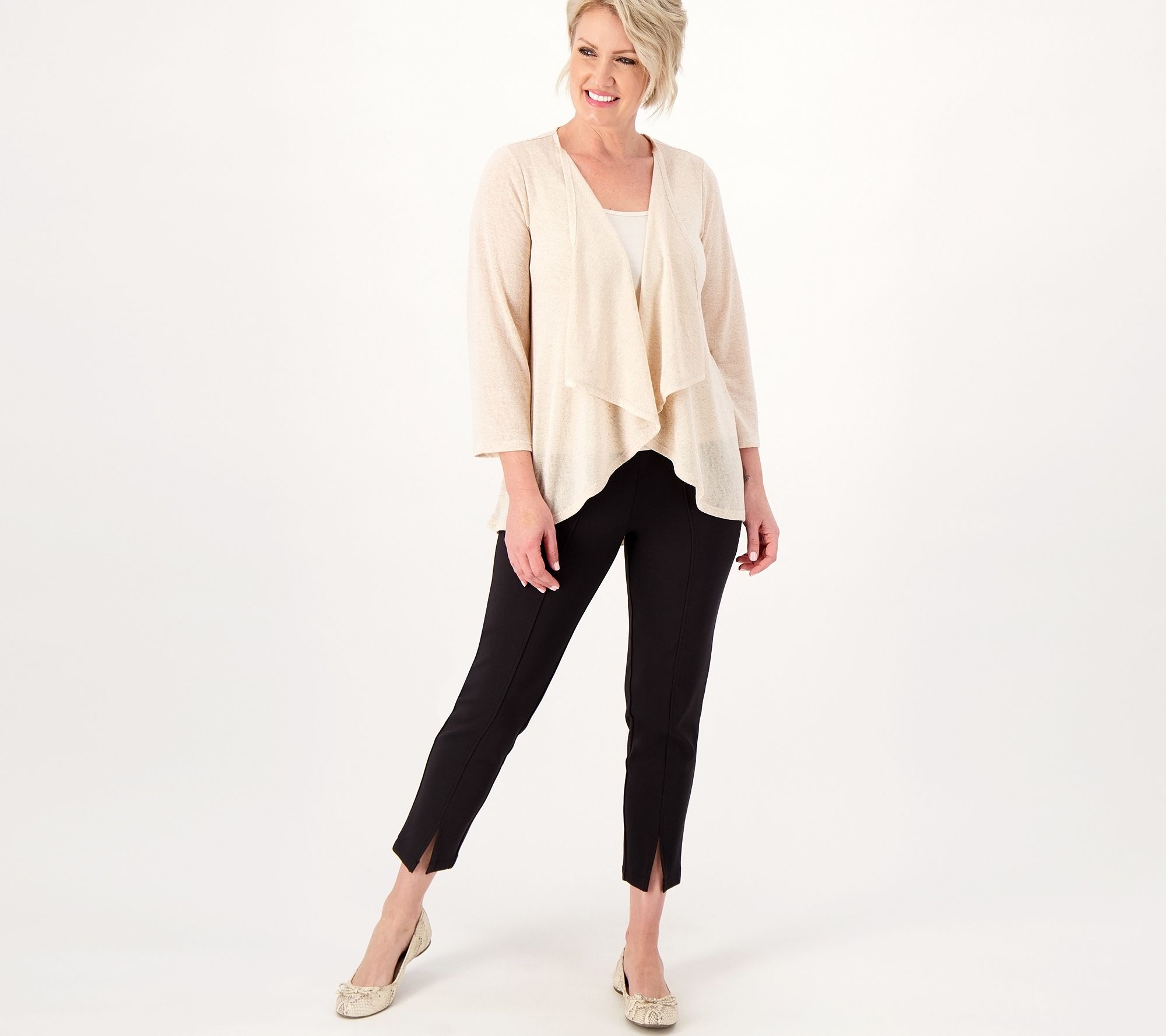 "As Is" Joan Rivers Petite Signature Knit Ankle Pant with Split Hem ...