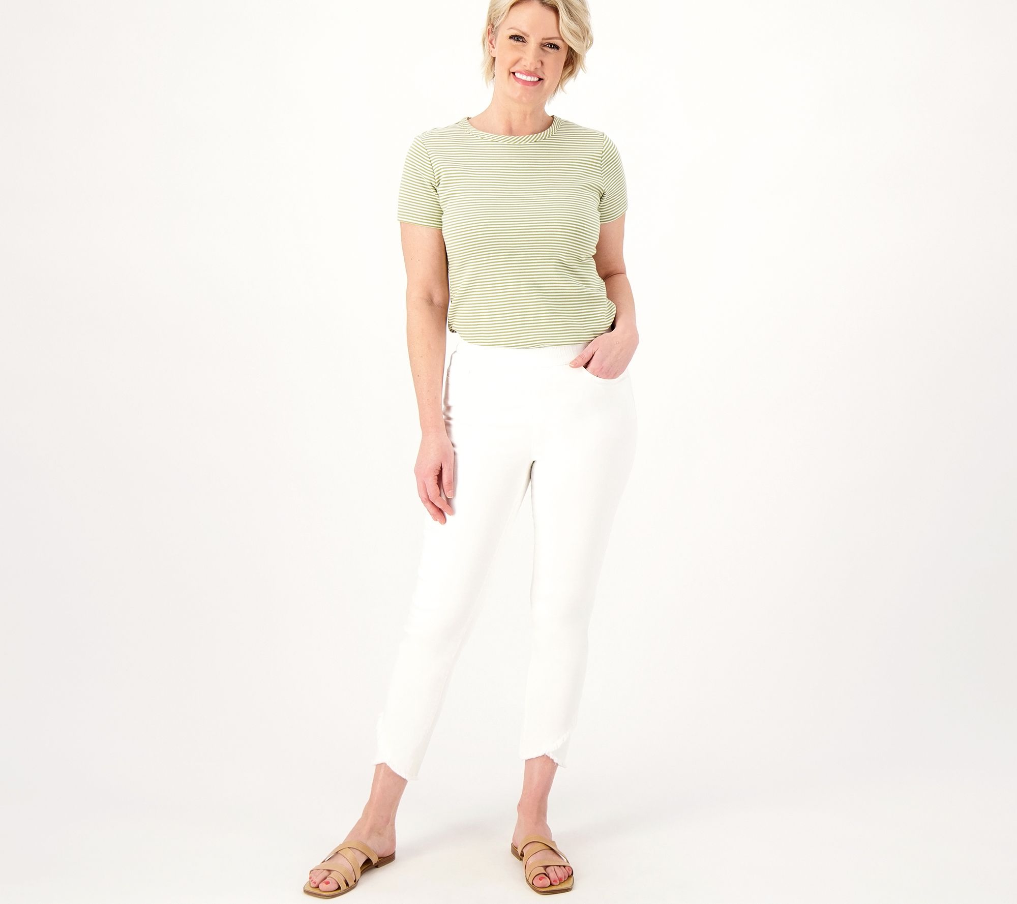 "As Is" Joan Rivers Petite Slim Ankle Length Jean w/ Scallop Hem - QVC.com