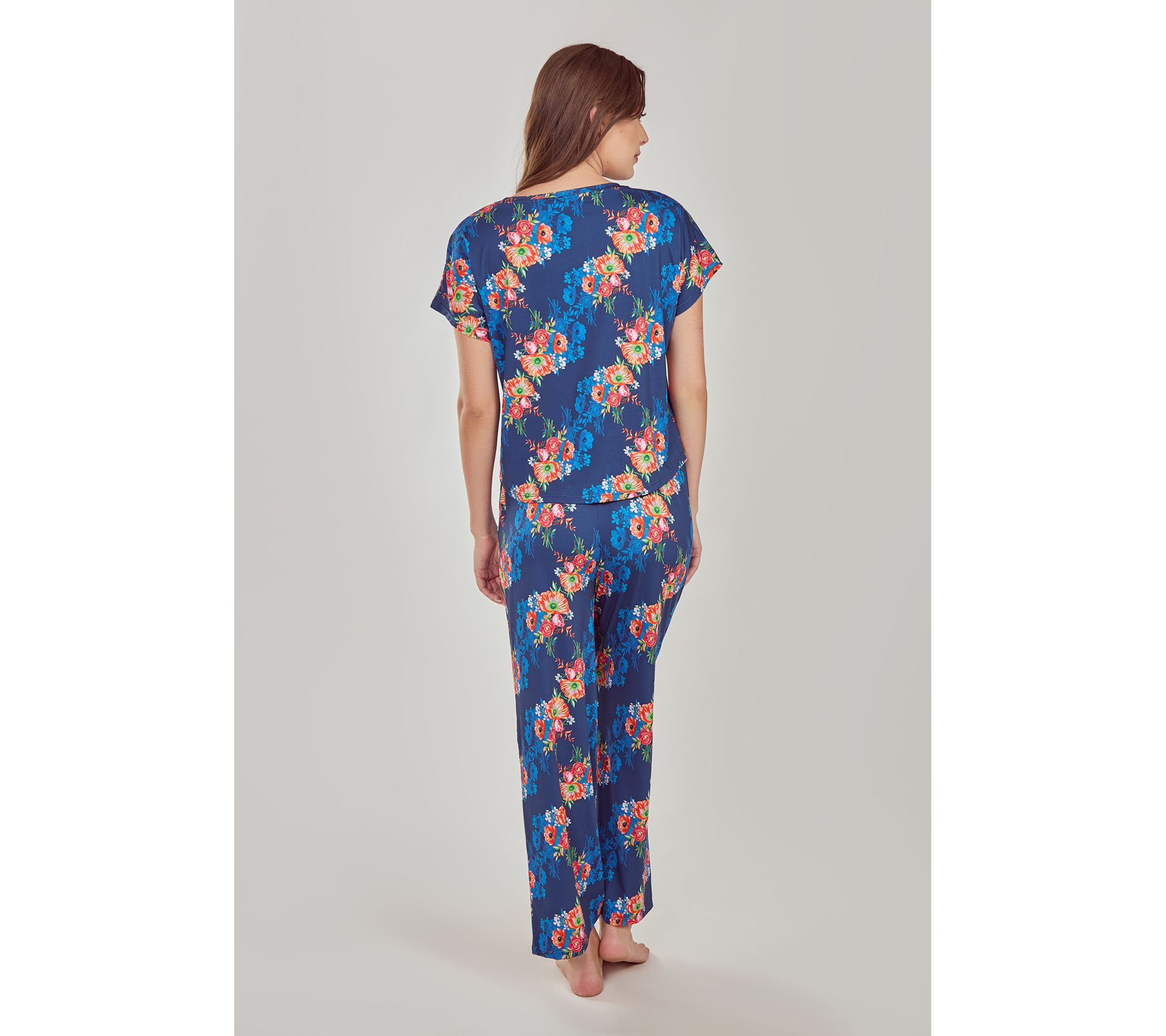 iCollection Floral Print Knit Top & Pant Pajama Lounge Set - QVC.com