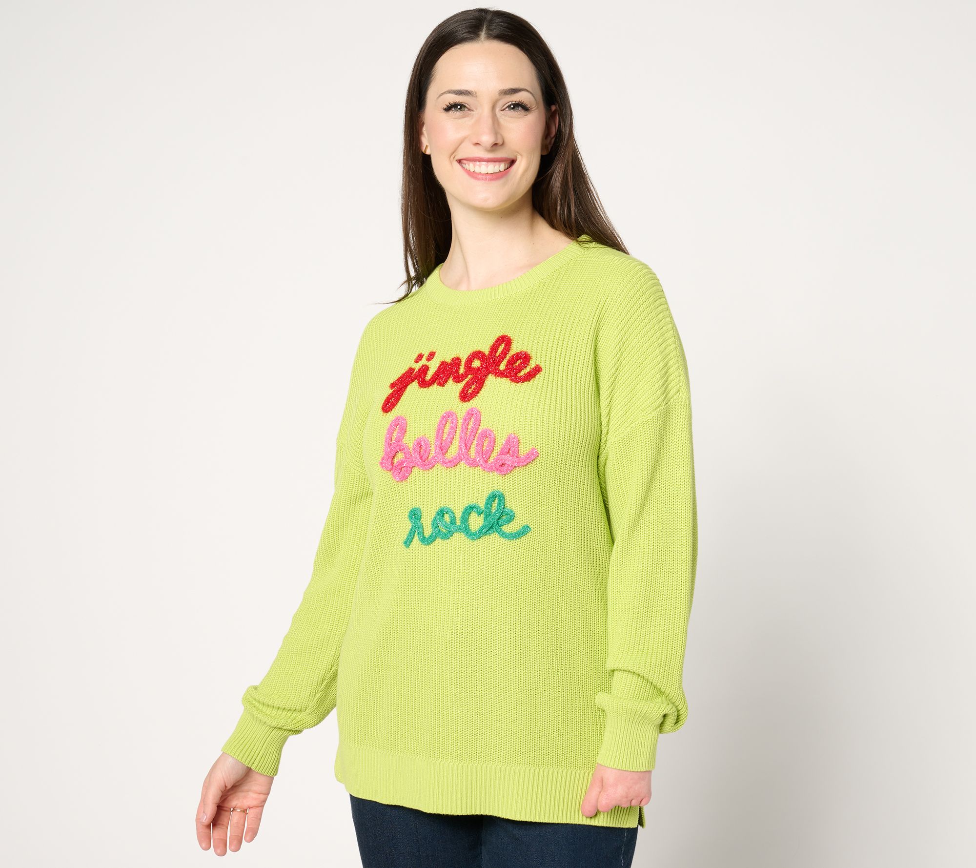 "As Is" Jingle Belles by Kim Gravel Merry Messages Shaker Knit Sweater ...