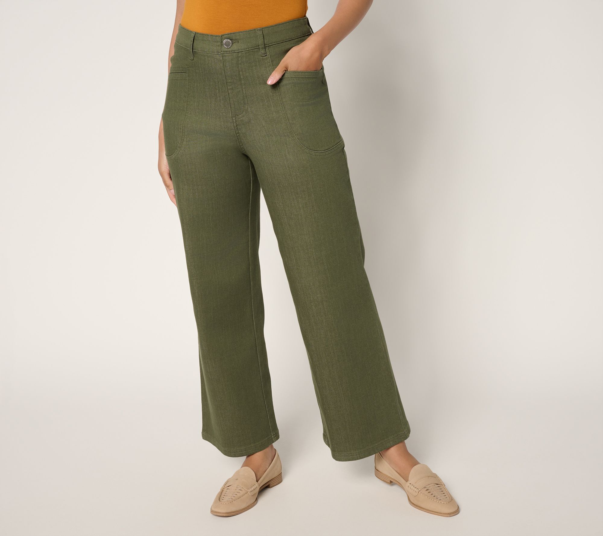 Joan Rivers Petite Wide-Leg Denim Ankle Jeans - Color - QVC.com