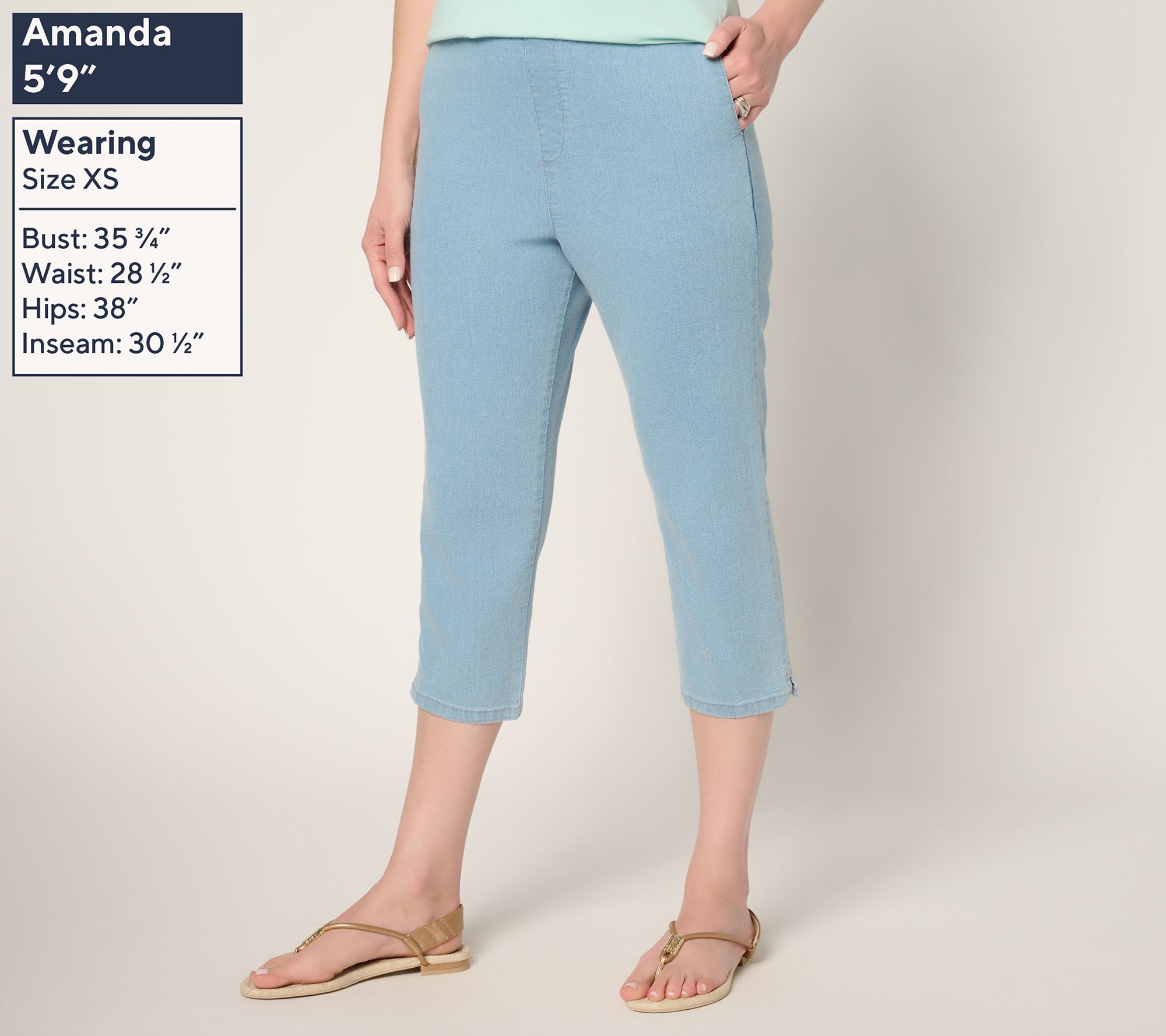 Denim & Co. Petite Flat Front Side Pocket Capri Pant - QVC.com
