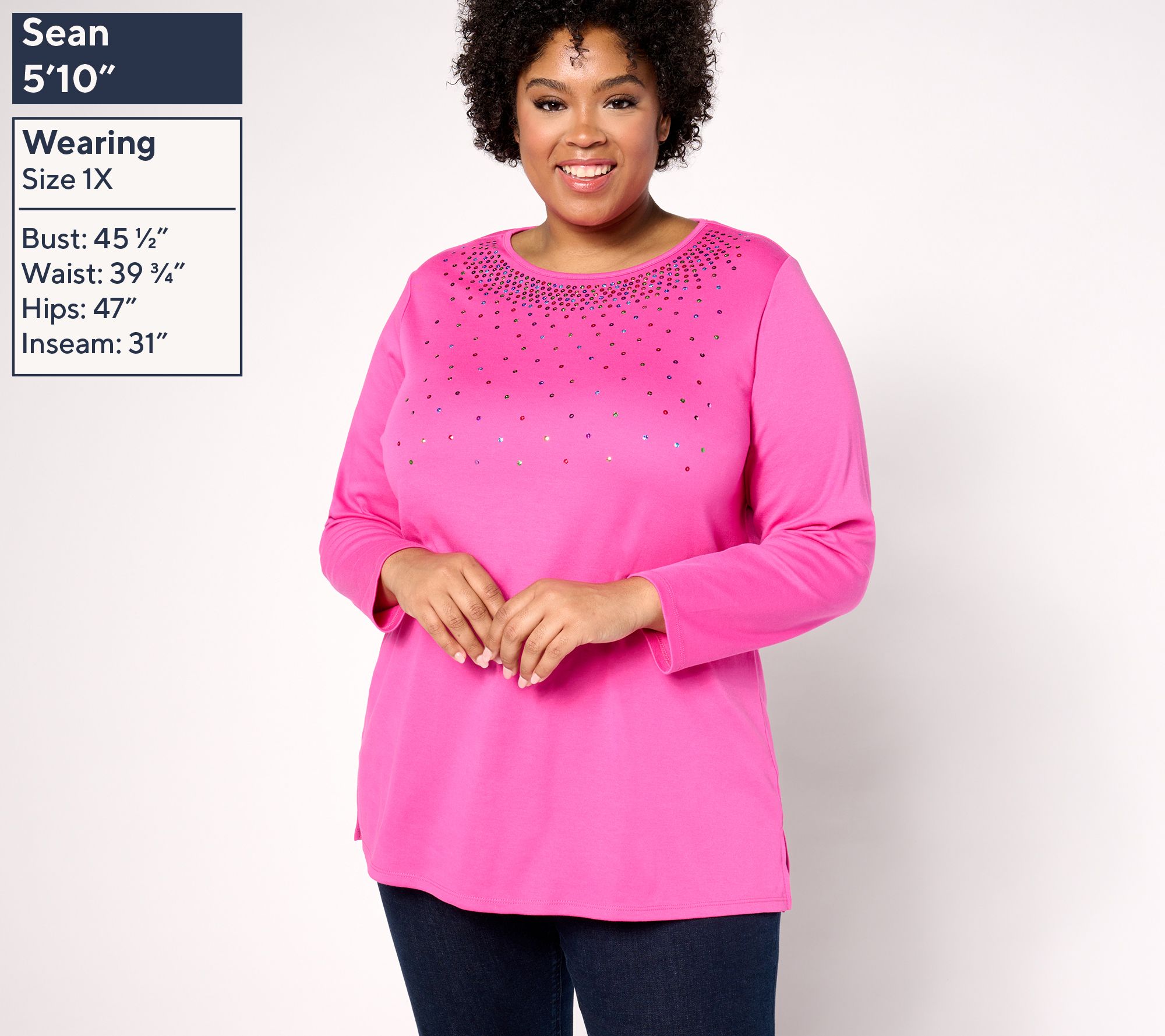 "As Is" Quacker Factory Sassy Sequin Long Sleeve Tunic Top - QVC.com