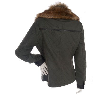 Centigrade Quilted Jacket with Removable Faux Fur Collar - QVC.com