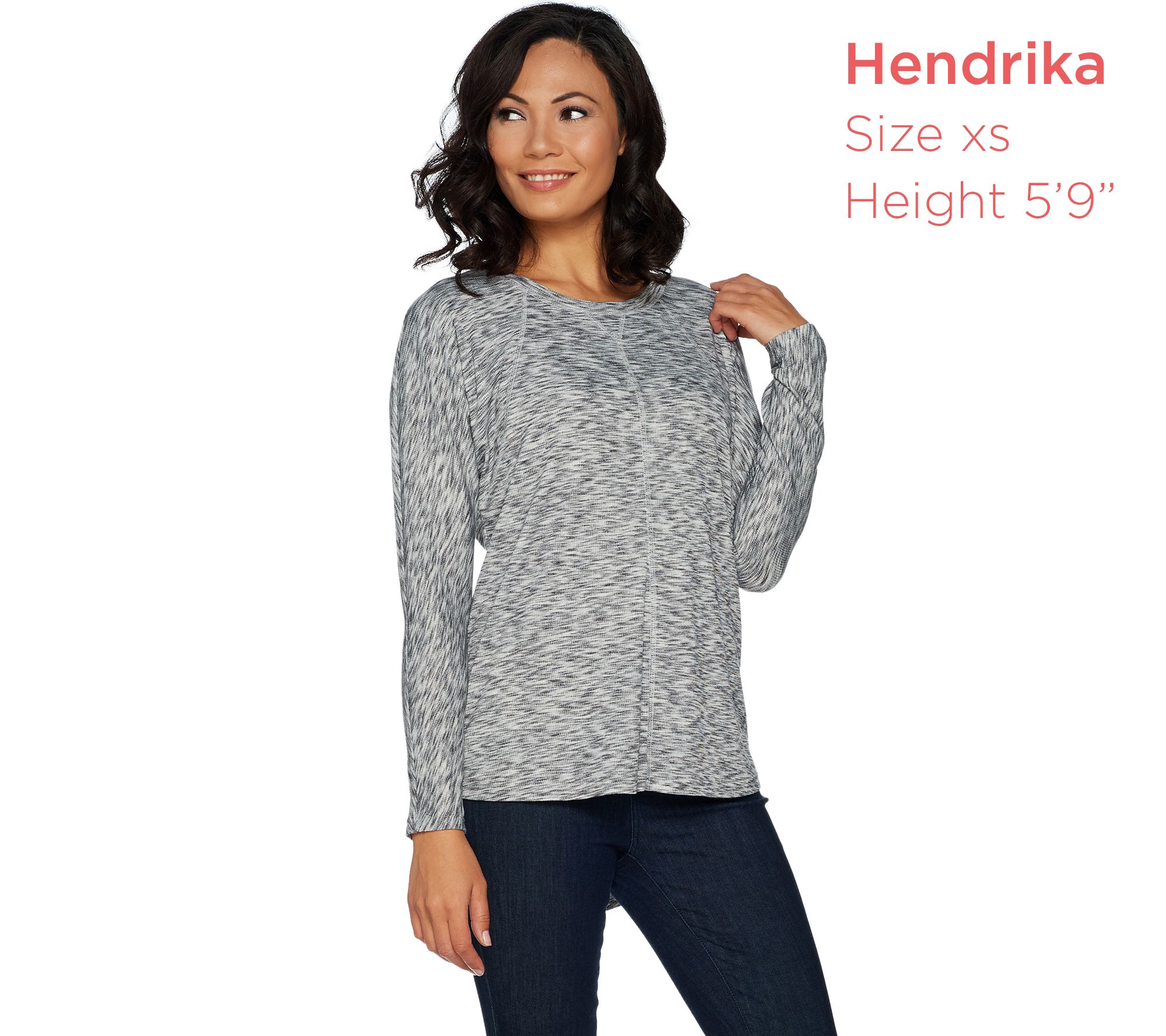 Lisa Rinna Collection Heathered Dolman Long Sleeve Tee - QVC.com