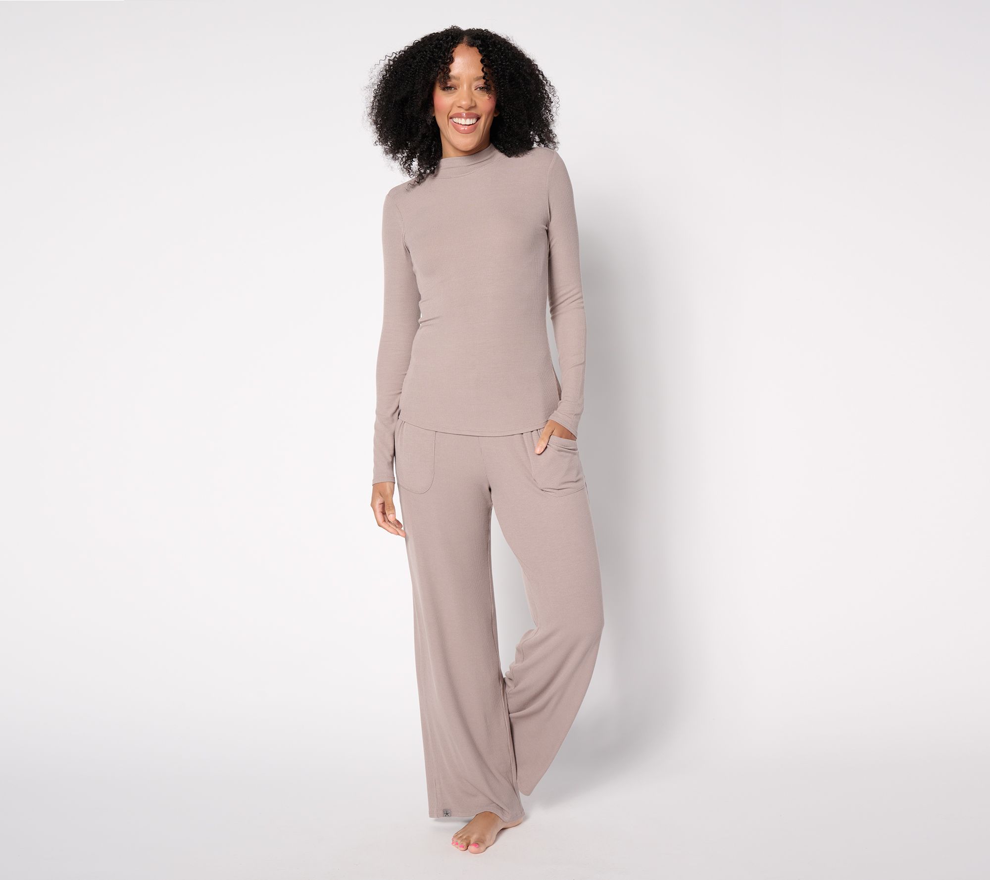 Barefoot Dreams Malibu Collection Ultra Soft Rib Mock Neck - QVC.com