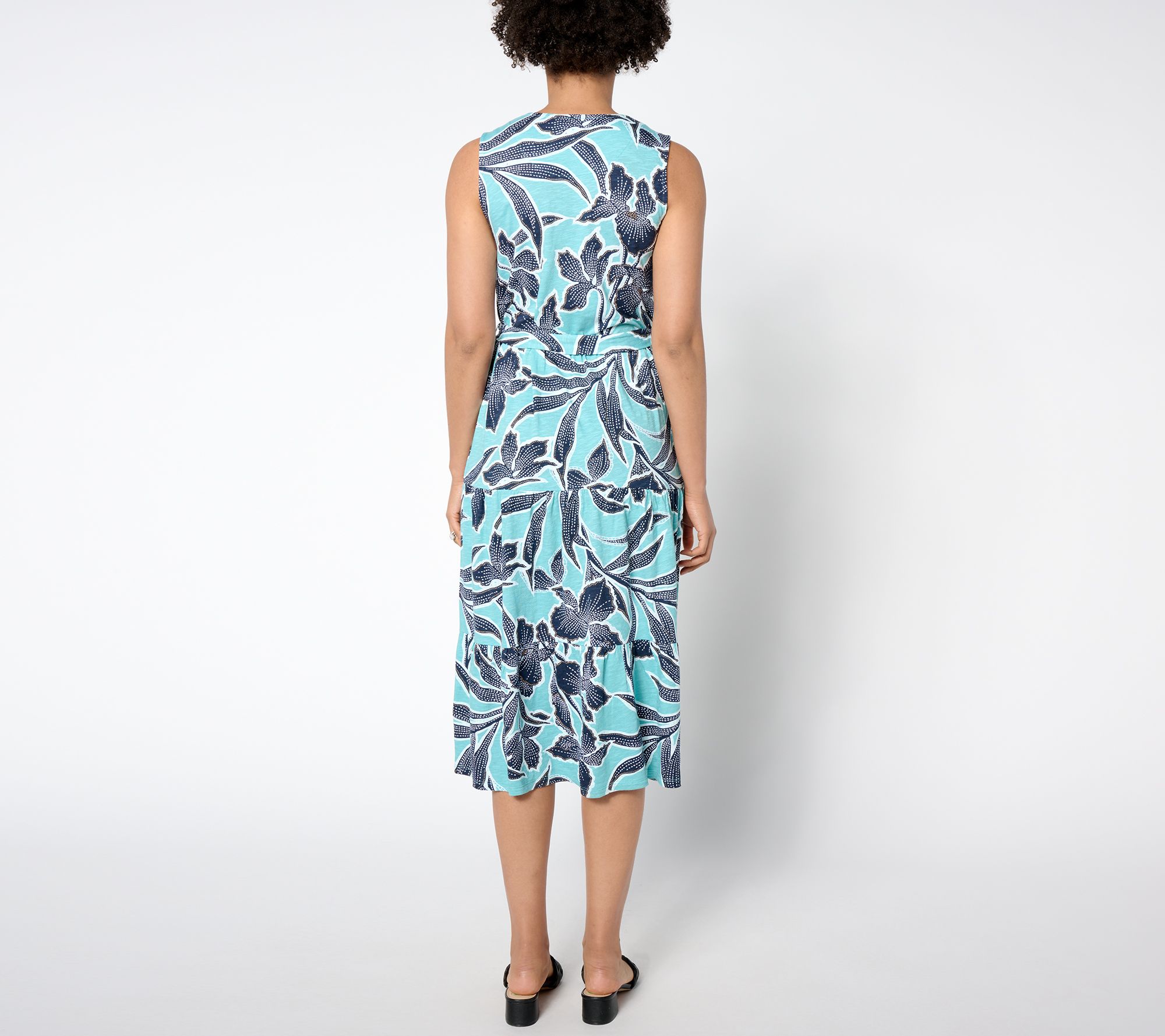 Denim & Co. Printed Slub Jersey Tiered Midi Dress - QVC.com