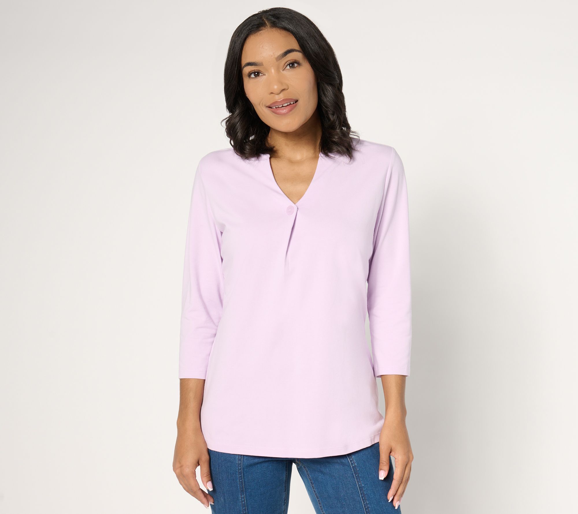 "As Is" Denim & Co. Essentials Favorite Jersey Crossover V-Neck Top ...