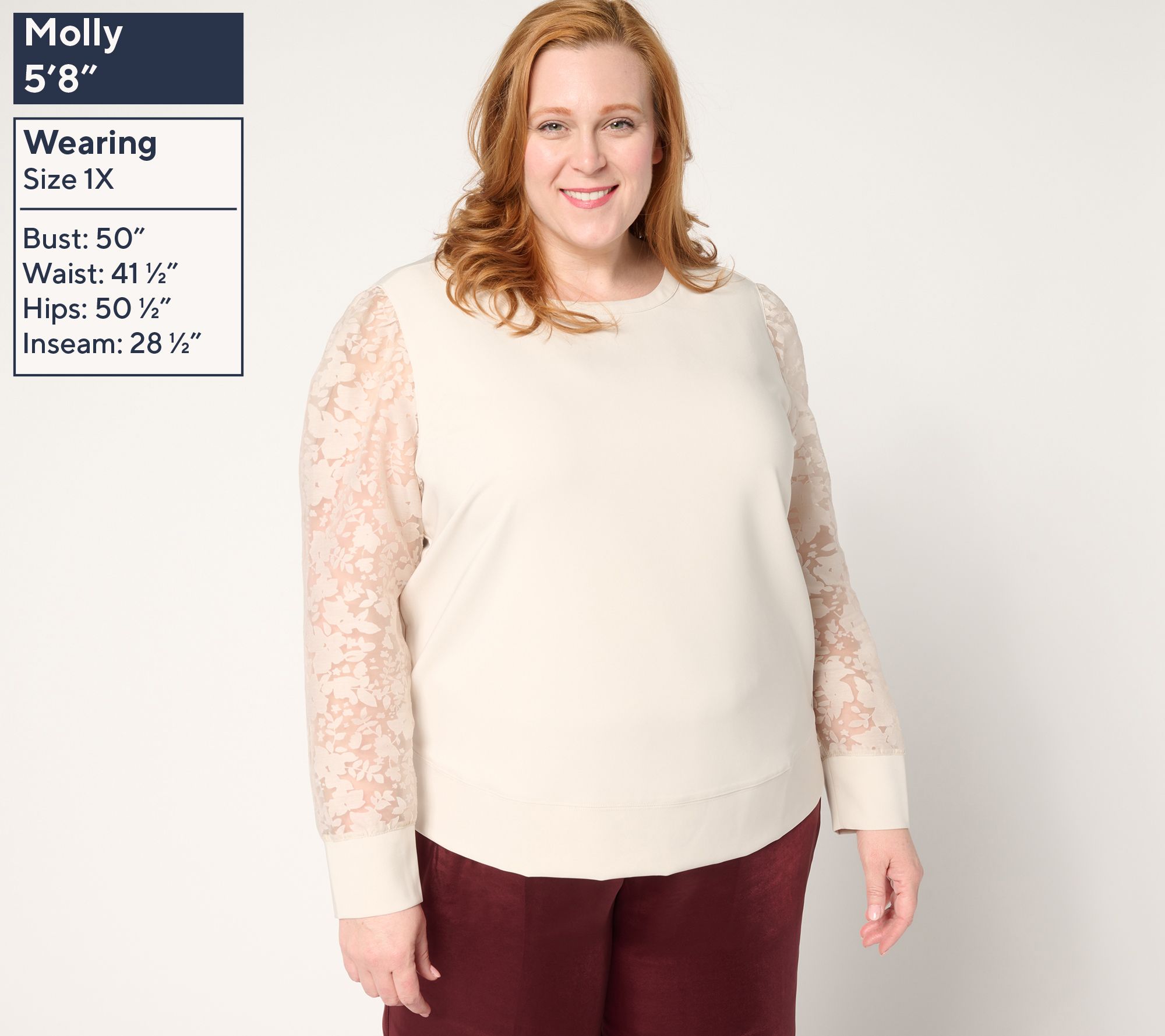 "As Is" by Stacy London Mixed Media Organza Sleeve Top - QVC.com