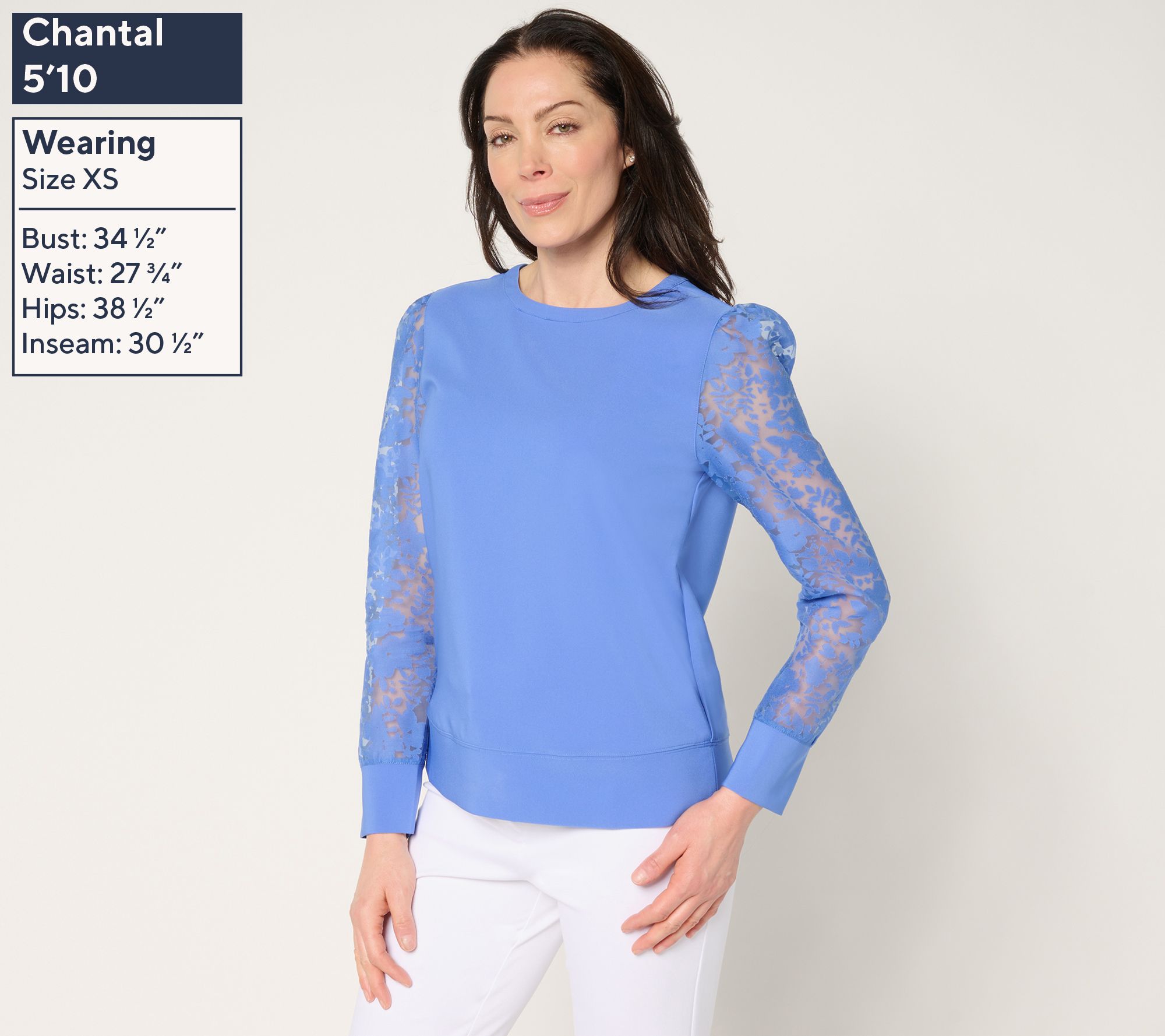 "As Is" by Stacy London Mixed Media Organza Sleeve Top - QVC.com