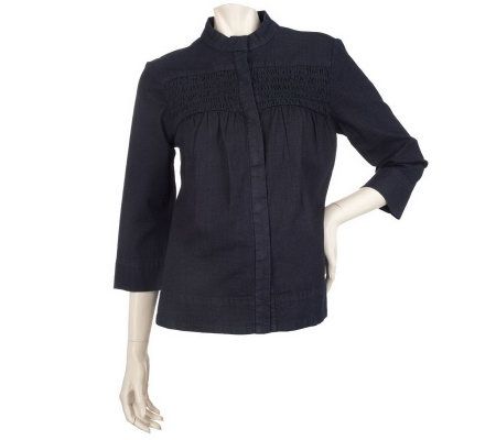 Motto Denim Snap Front Jacket with Smocking Detail - QVC.com
