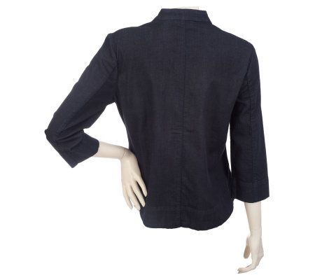 Motto Denim Snap Front Jacket with Smocking Detail - QVC.com