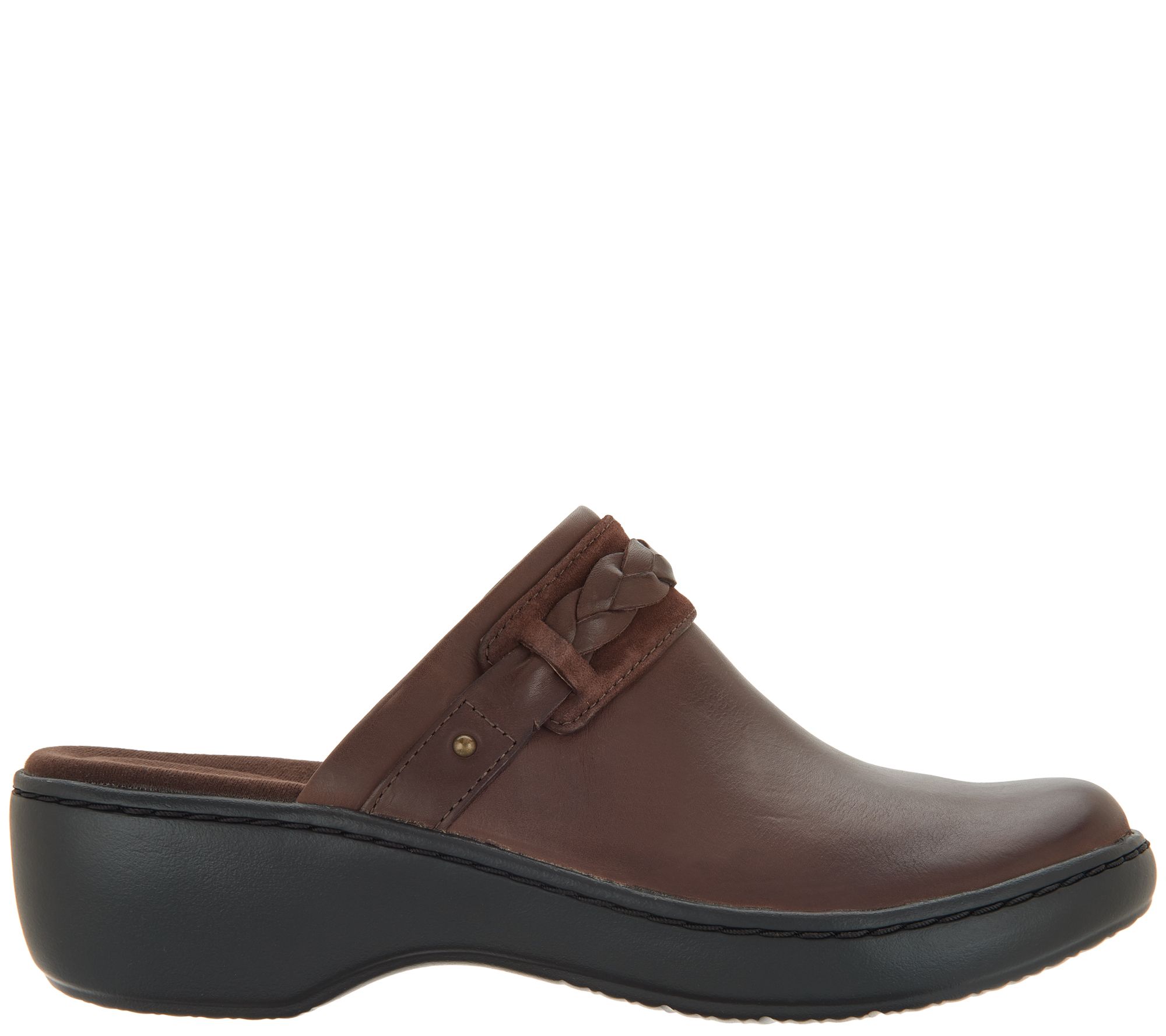 "As Is" Clarks Leather Slip-on Clogs- Delana Abbey - QVC.com