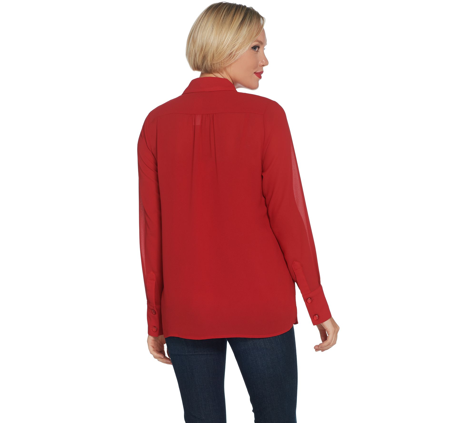 "As Is" BROOKE SHIELDS Timeless Woven Blouse with Tie Detail - QVC.com