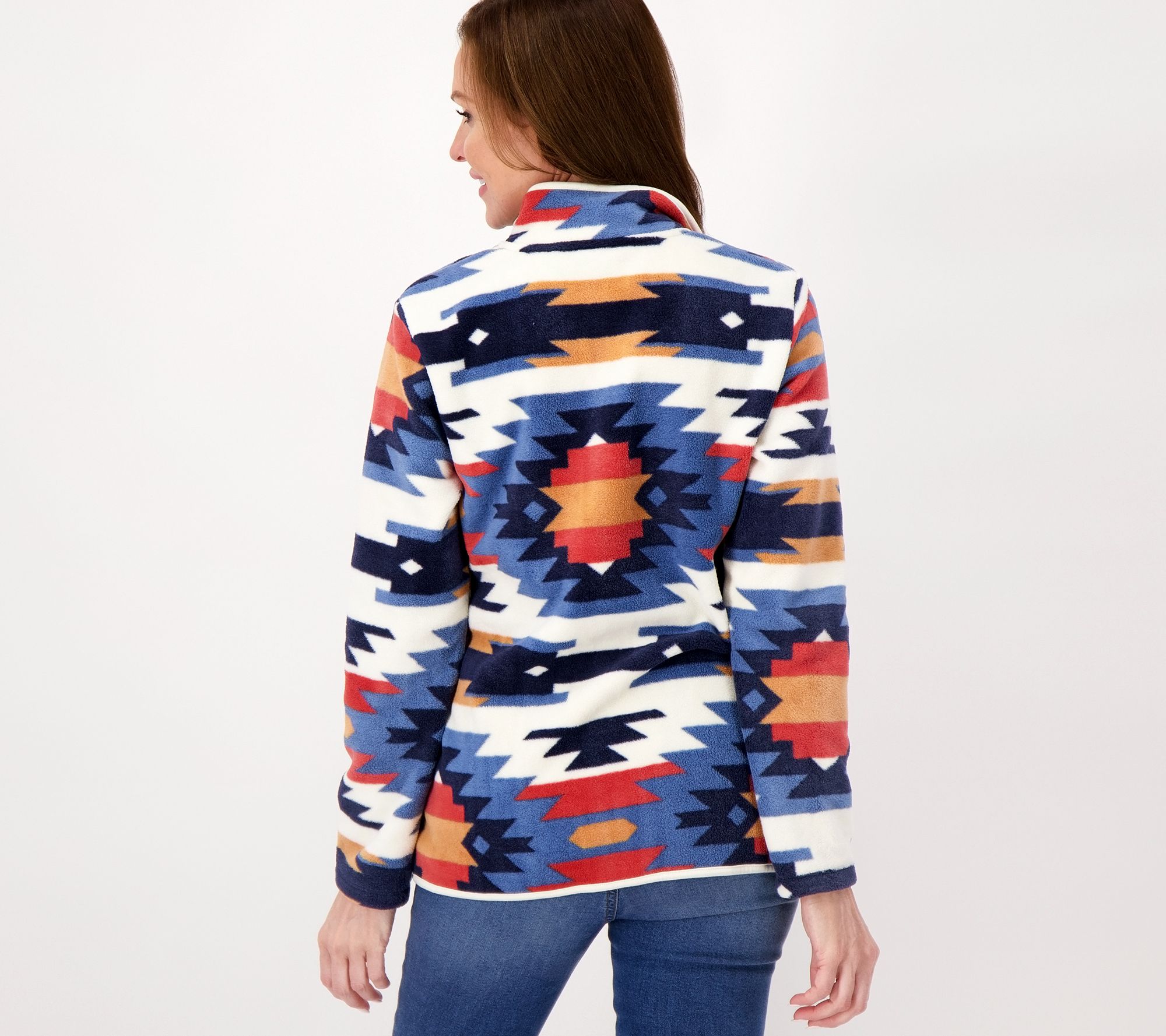 Denim & Co. Canyon Retreat Southwest Printed Fleece Jacket - QVC.com