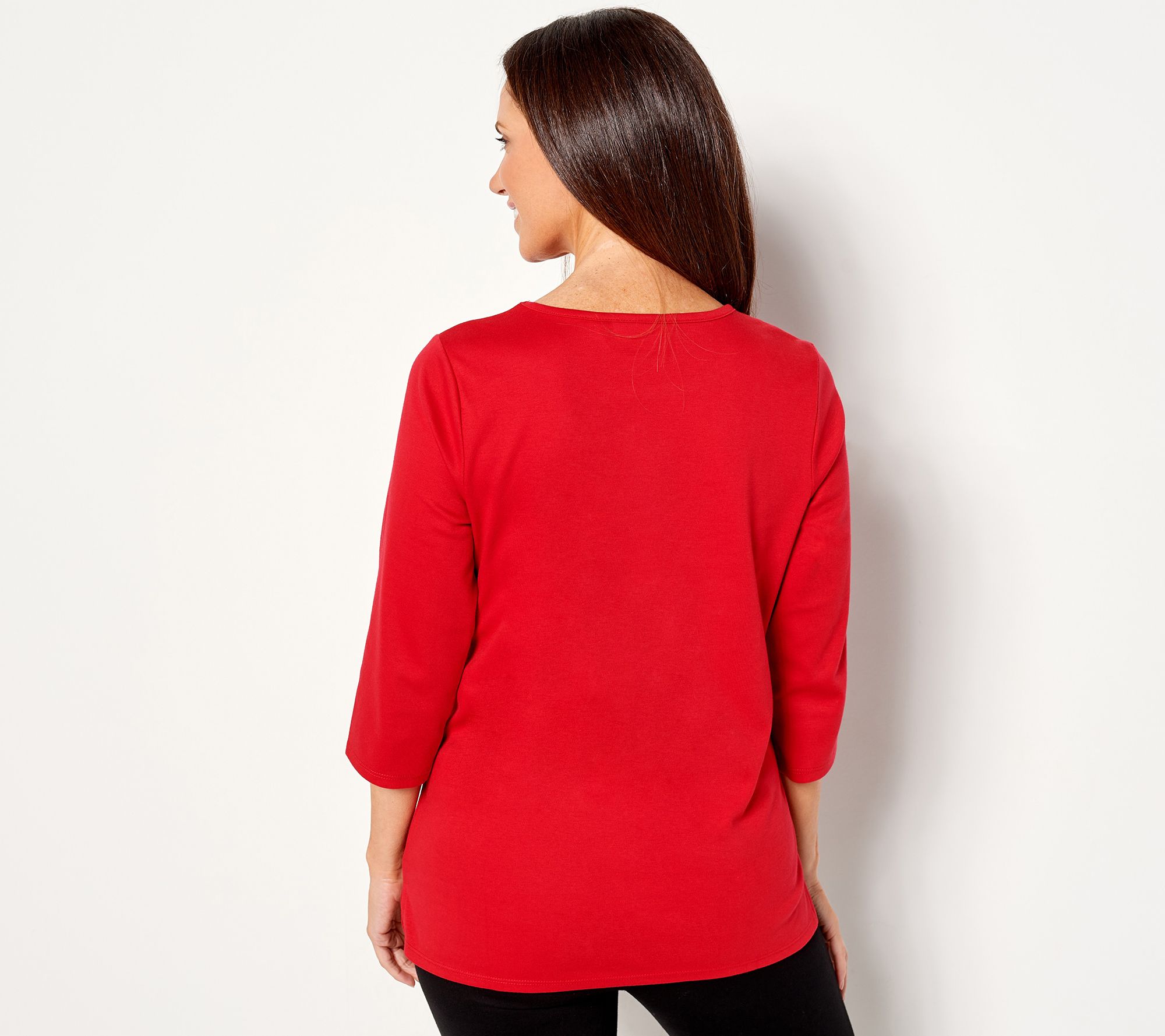 "As Is" Quacker Factory Chunky Stone Holiday Motif 3/4- Sleeve Top ...