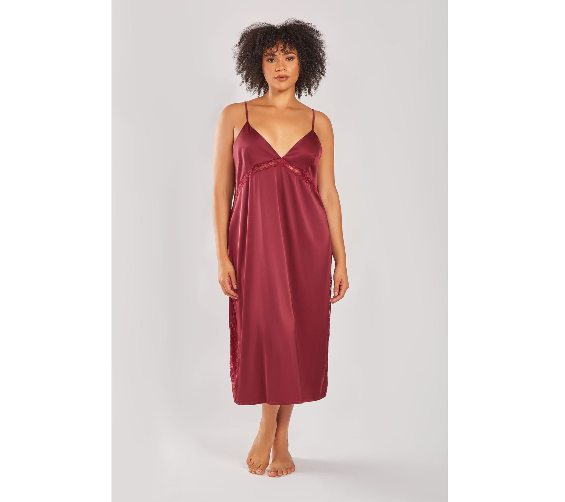 iCollection Stretch Satin with Lace Midi Gown - QVC.com
