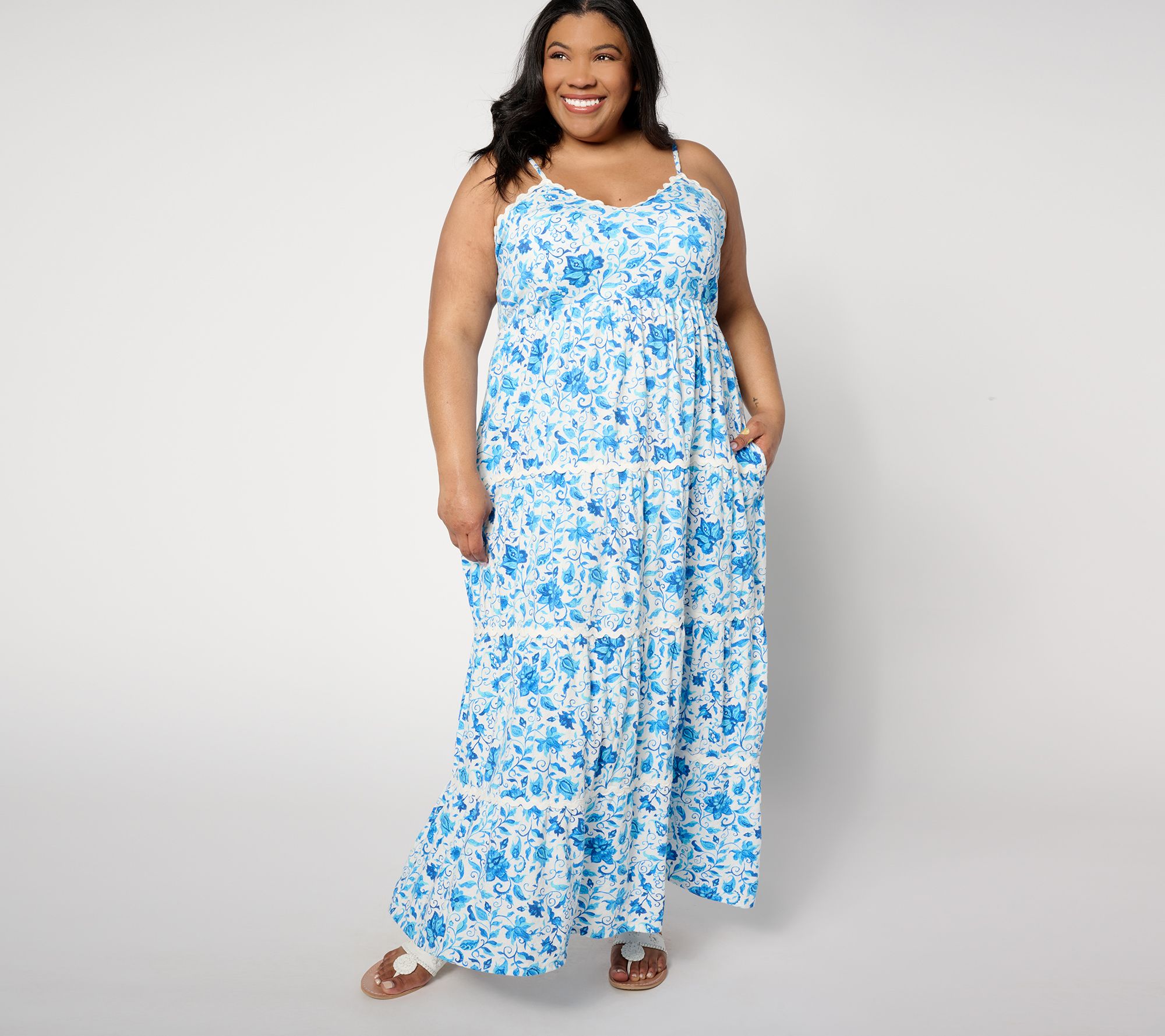 "As Is" Destination 365 Regular Printed Sleeveless Knit Maxi Dress ...