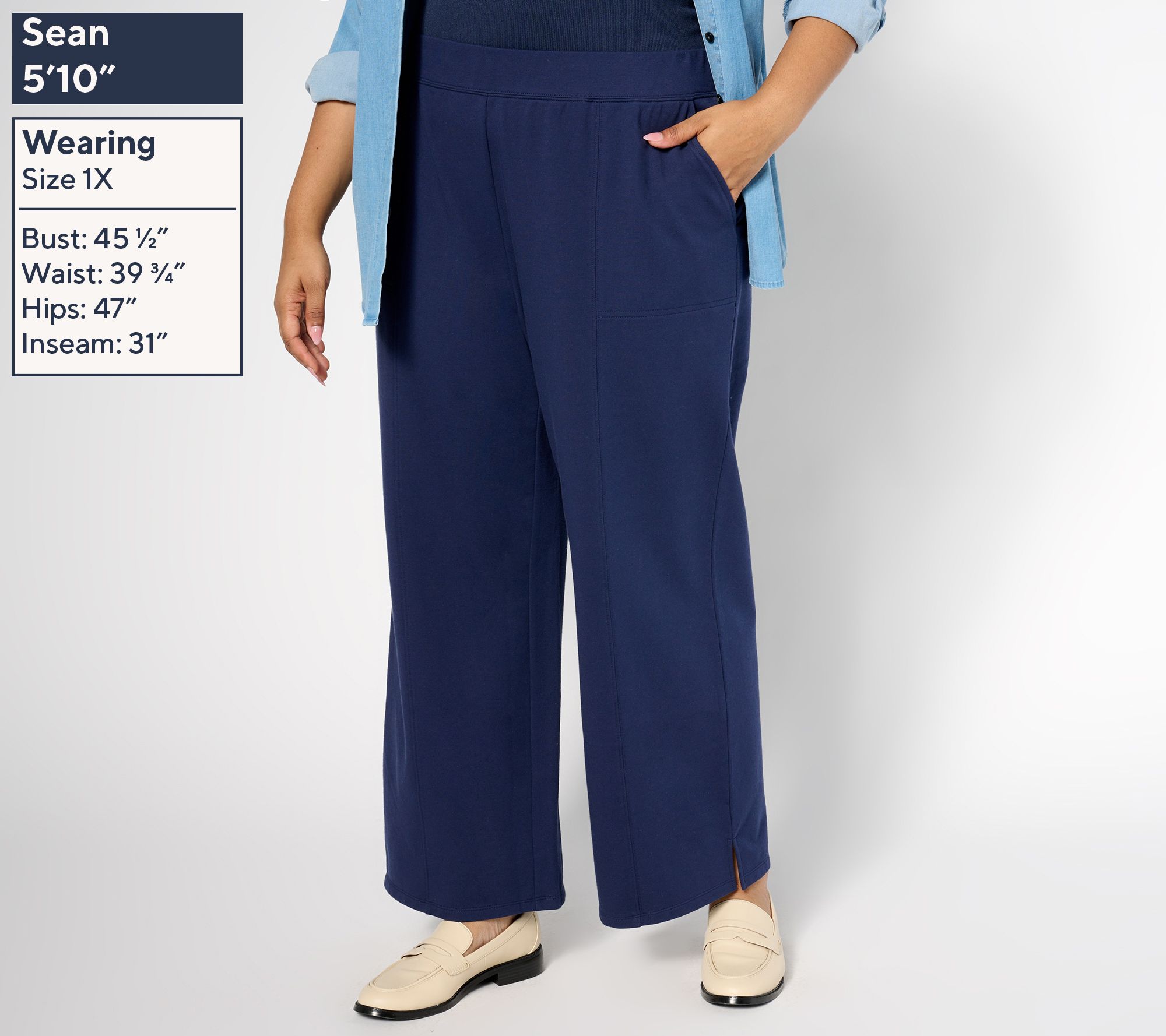 Joan Rivers Petite French Terry Wide-Leg Ankle Pants - QVC.com