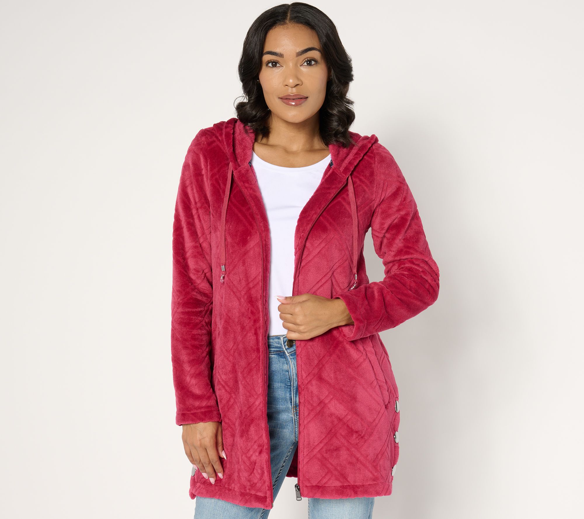 Lug Lounge Silky Plush Zip-Up Lounger - Huddle - QVC.com