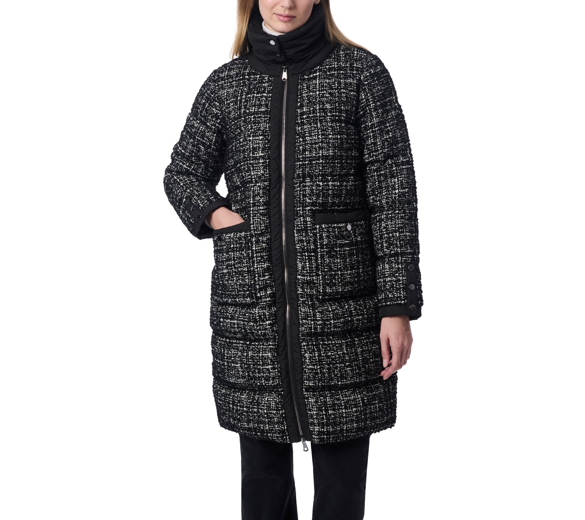 Bernardo Regent Tweed Long Puffer Coat - QVC.com