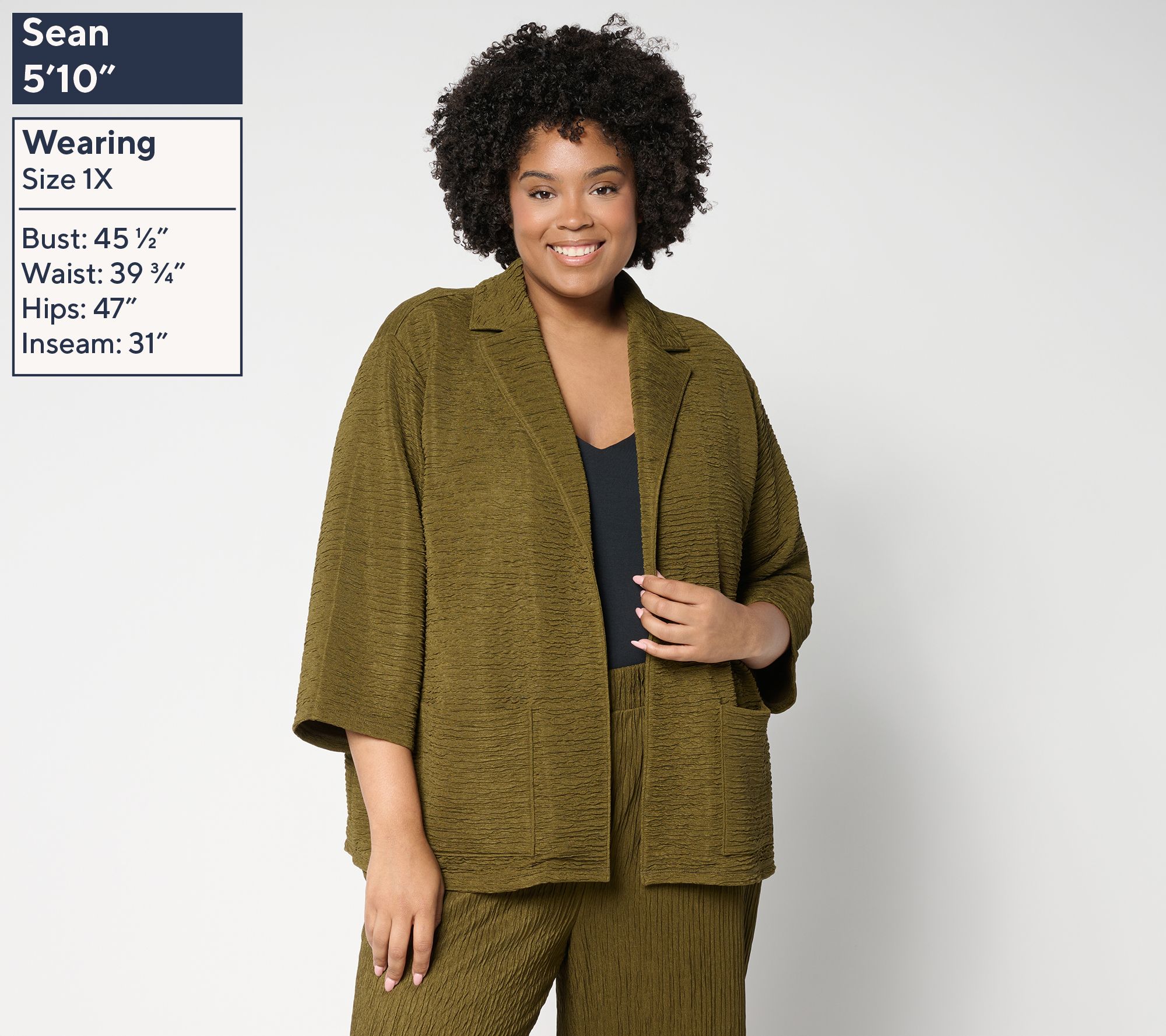 Joan Rivers Crinkle Knit Open Front Collared Jacket - QVC.com