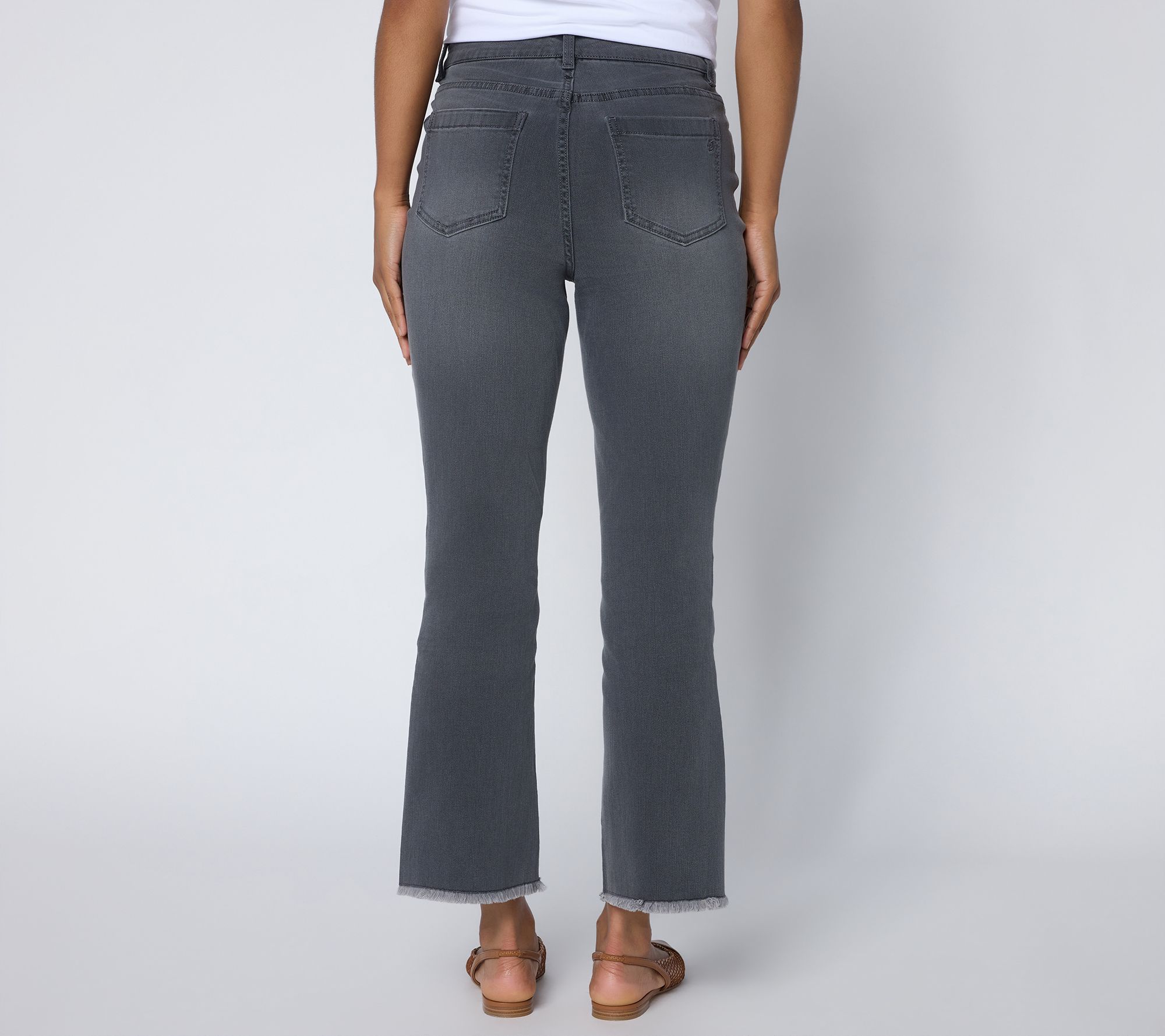 Susan Graver Stretch Denim Petite Forward Side Seam Ankle Jeans - QVC.com