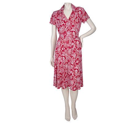 Susan Graver Liquid Knit Faux Wrap Dress with Self Belt - QVC.com