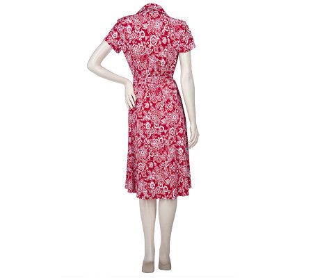Susan Graver Liquid Knit Faux Wrap Dress with Self Belt - QVC.com