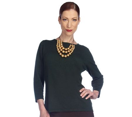Linea by Louis Dell'Olio 3/4 Sleeve Crew Neck Sweater - QVC.com