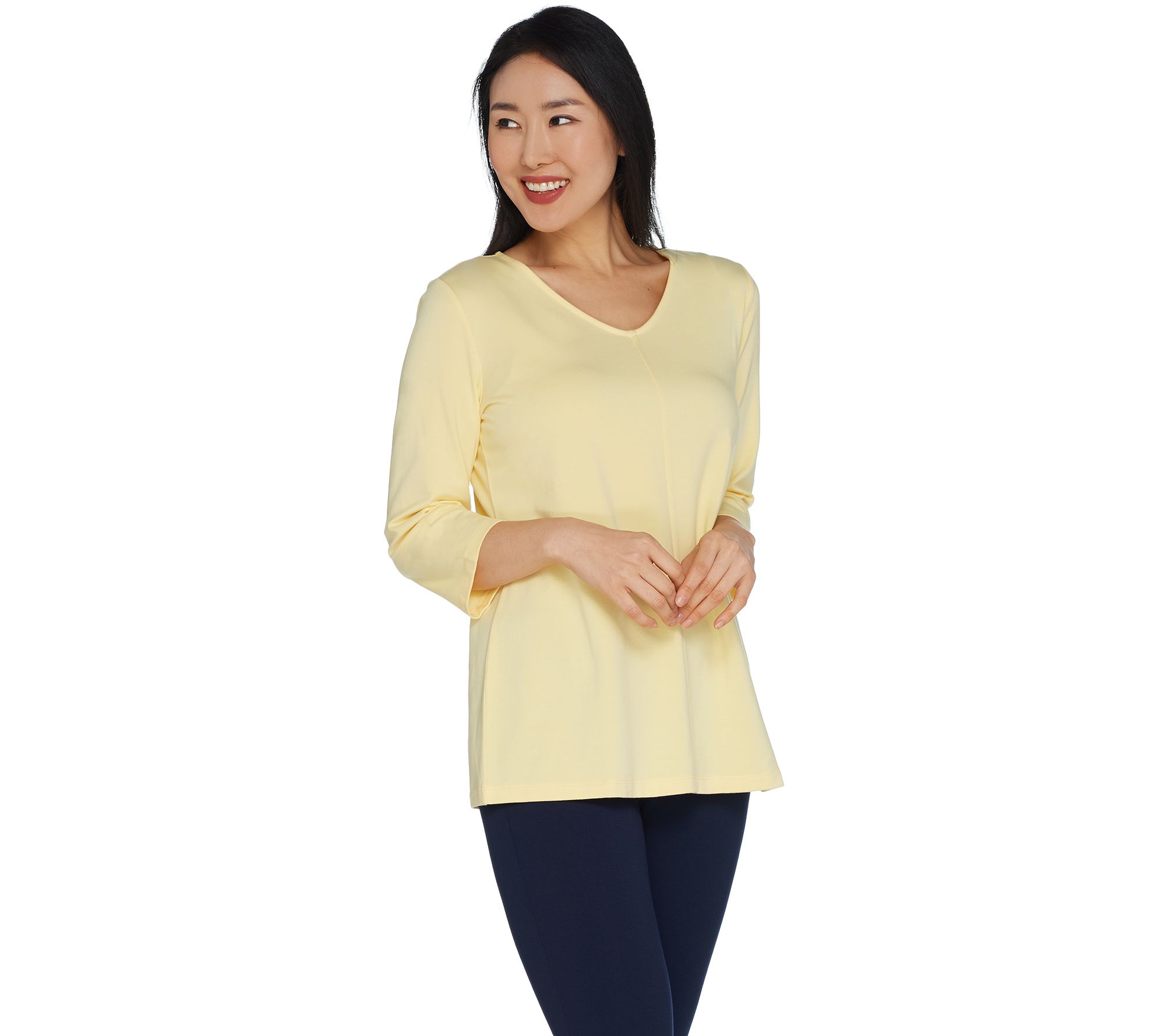 "As Is" Belle by Kim Gravel Essentials 3/4 Sleeve V-Neck Top - QVC.com
