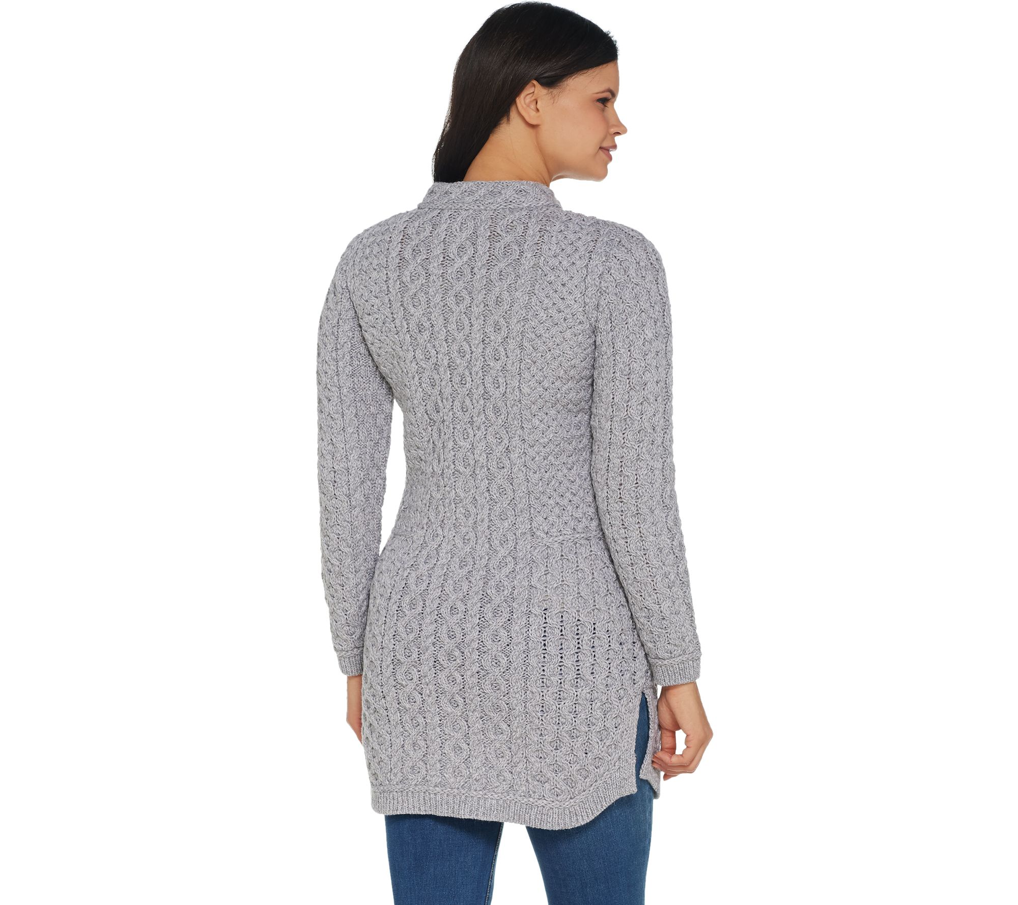 "As Is" Aran Craft Merino Wool Roundneck Button Front Sweater - QVC.com