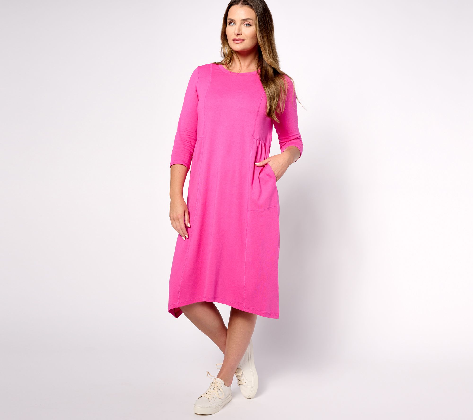 LOGO by Lori Goldstein Cotton Modal Scoop Neck Dress - QVC.com