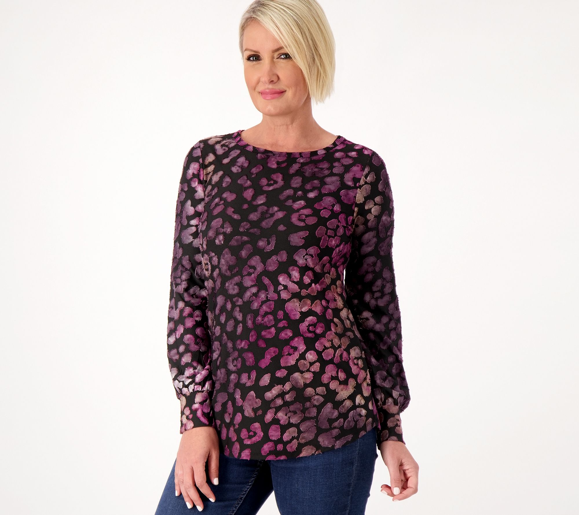 Susan Graver Tie Dye Burnout Knit Tunic W Shirt