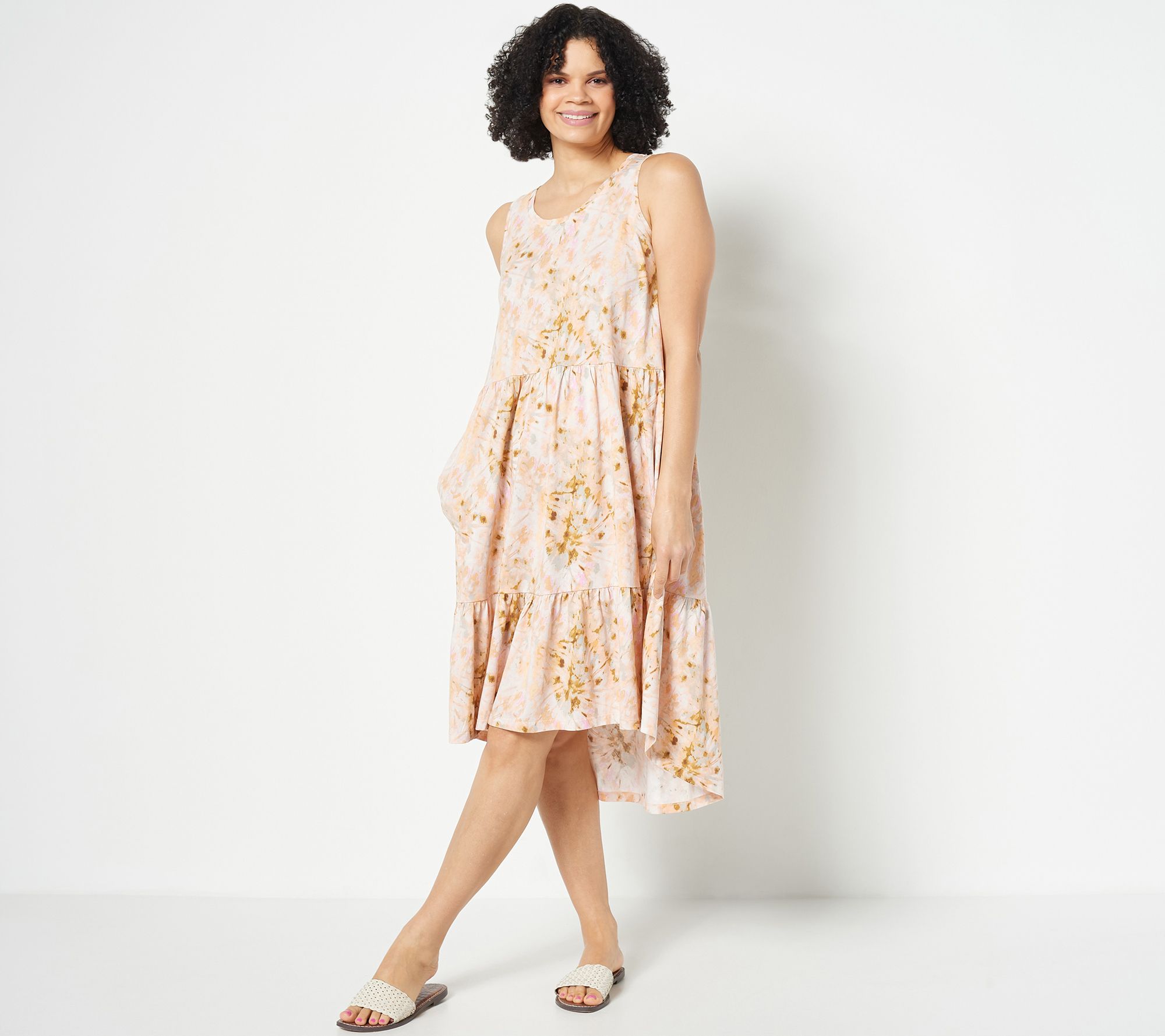 "As Is" LOGO by Lori Goldstein Regular Sleeveless Tiered Dress - QVC.com