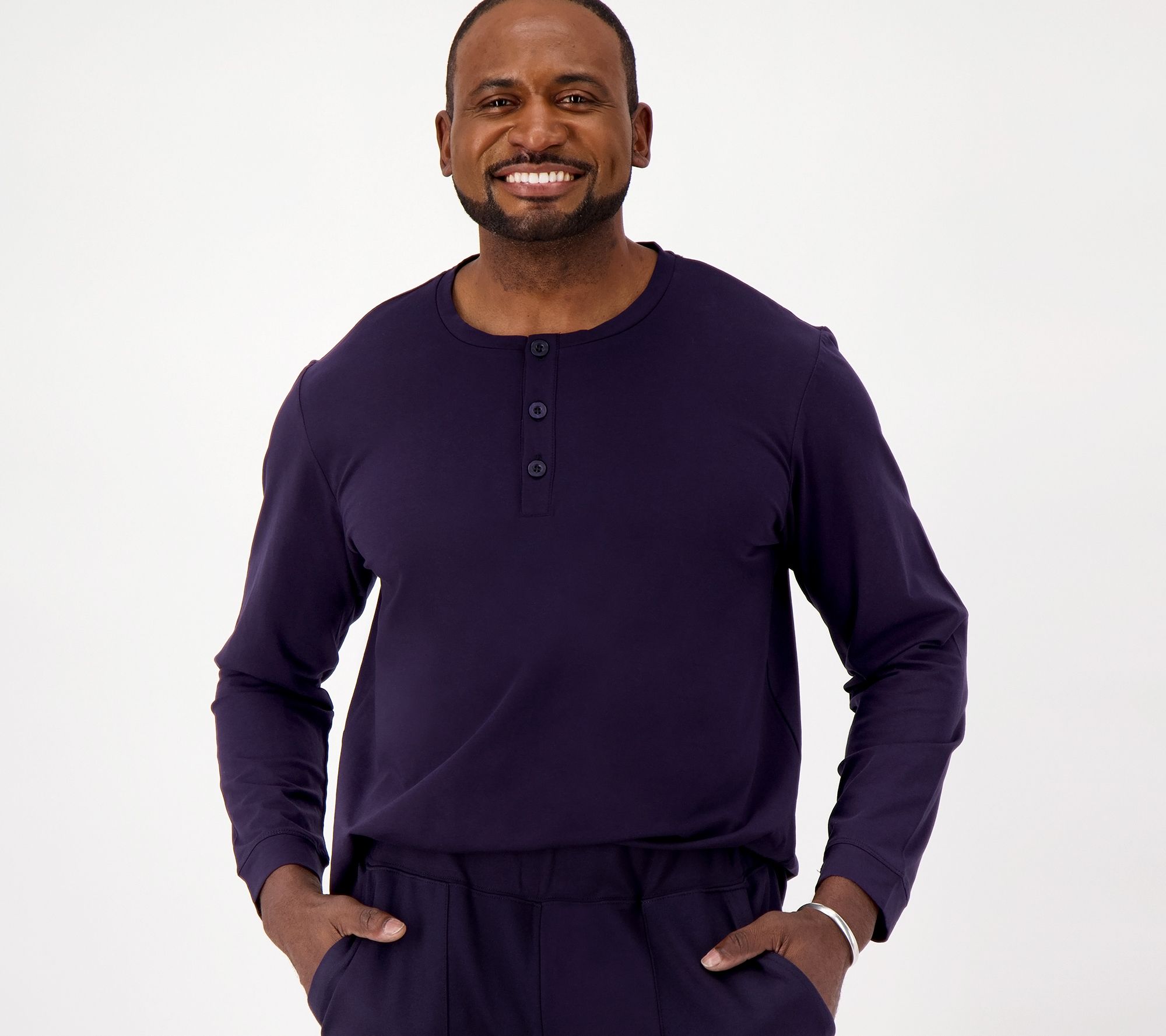 "As Is" Men with Control Crew Neck Long Sleeve Henley - QVC.com