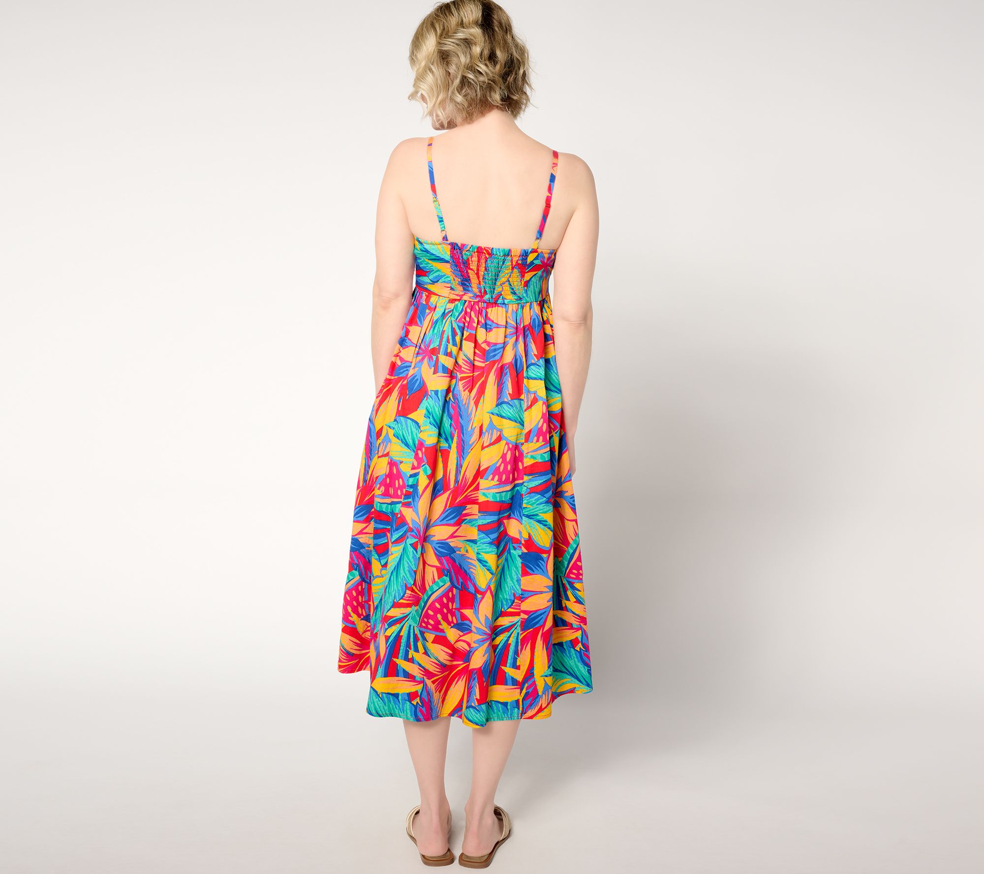 Destination 365 Regular Printed Chevron Smocked Bodice Sundress - QVC.com