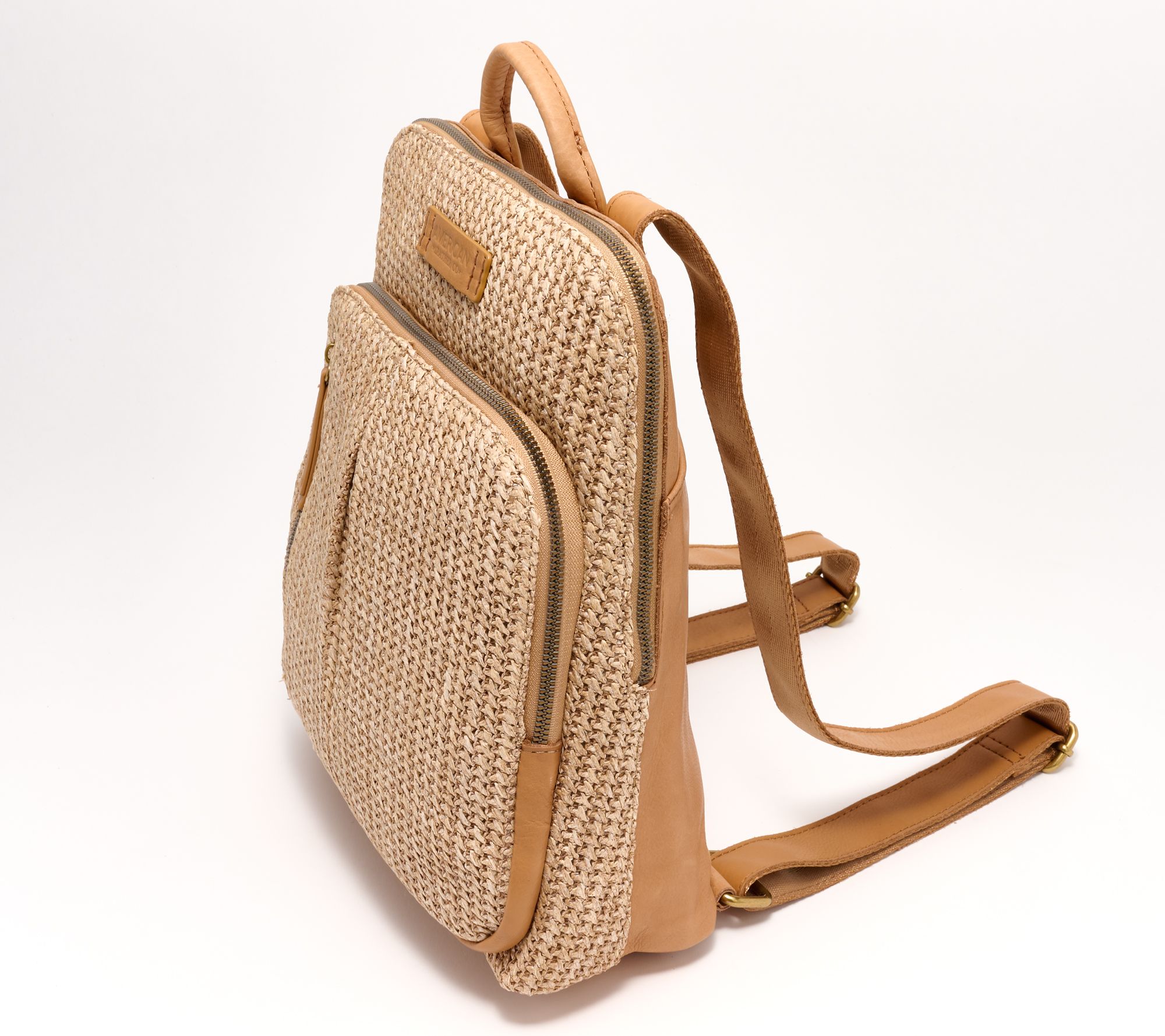 "As Is" American Leather Co. Raffia Backpack - QVC.com