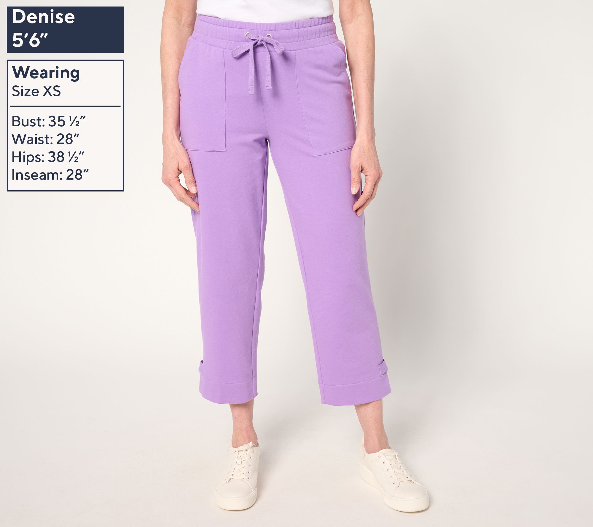 Sport Savvy French Terry Capri Pant With Button Tab Hem - QVC.com