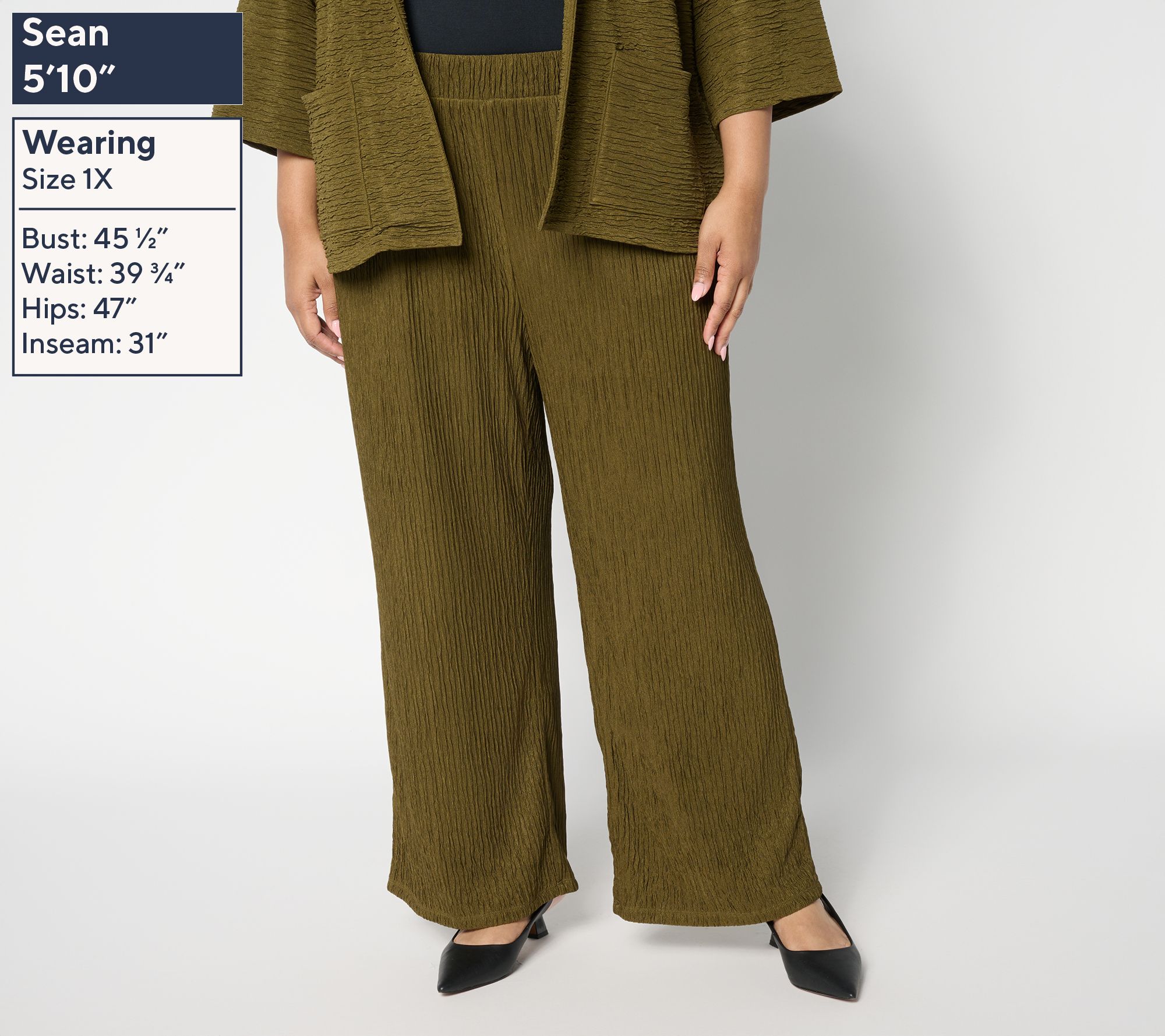 Joan Rivers Regular Crinkle Knit Wide Leg Ankle Pants - QVC.com