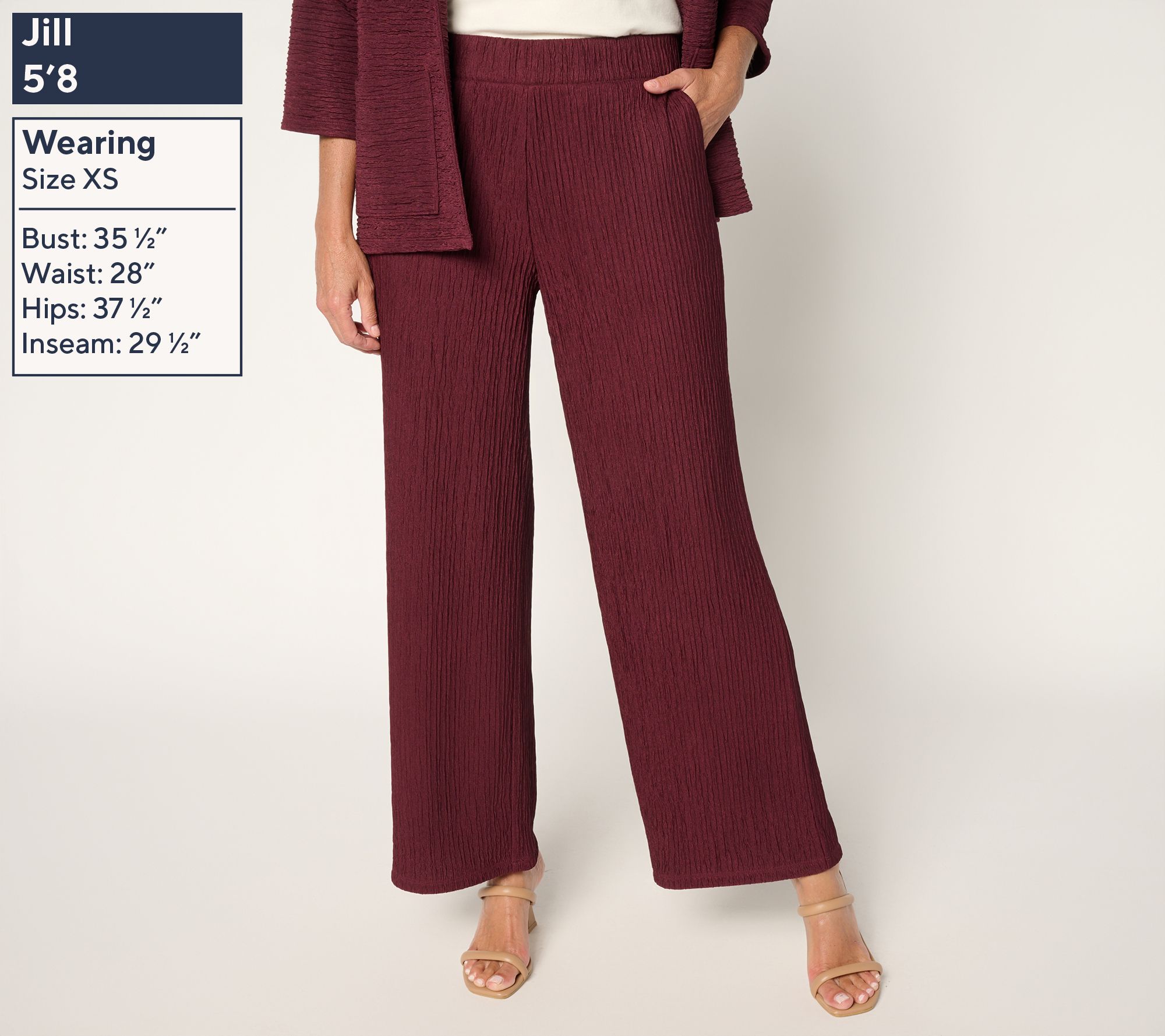 Joan Rivers Regular Crinkle Knit Wide Leg Ankle Pants - QVC.com