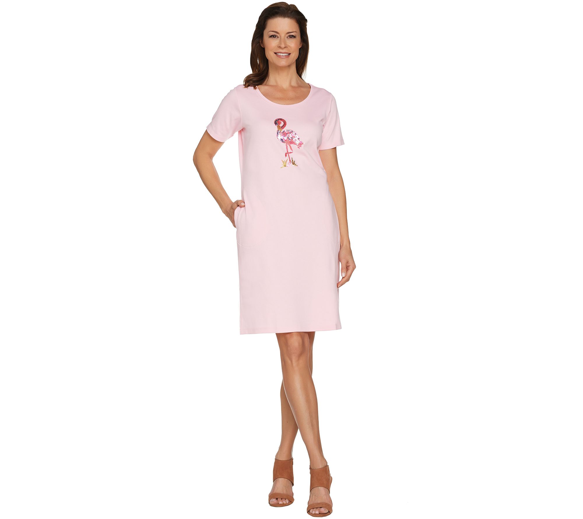 "As Is" Quacker Factory Sequin Splash Short Sleeve Knit Dress - QVC.com