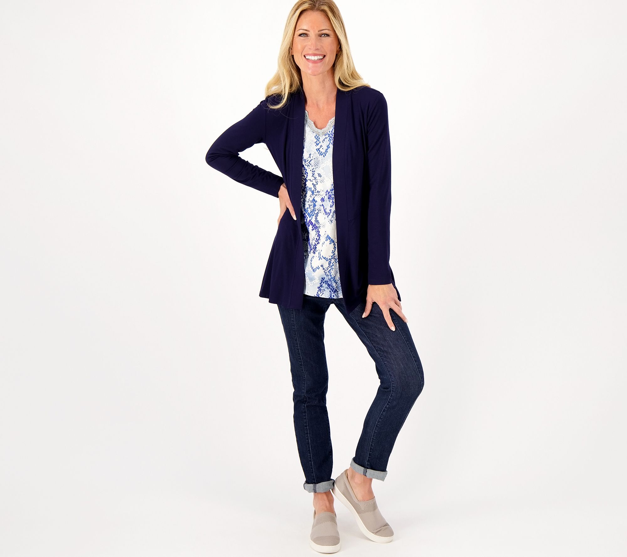 Susan Graver Weekend Essentials Reg Cool Touch Peplum Cardigan - QVC.com