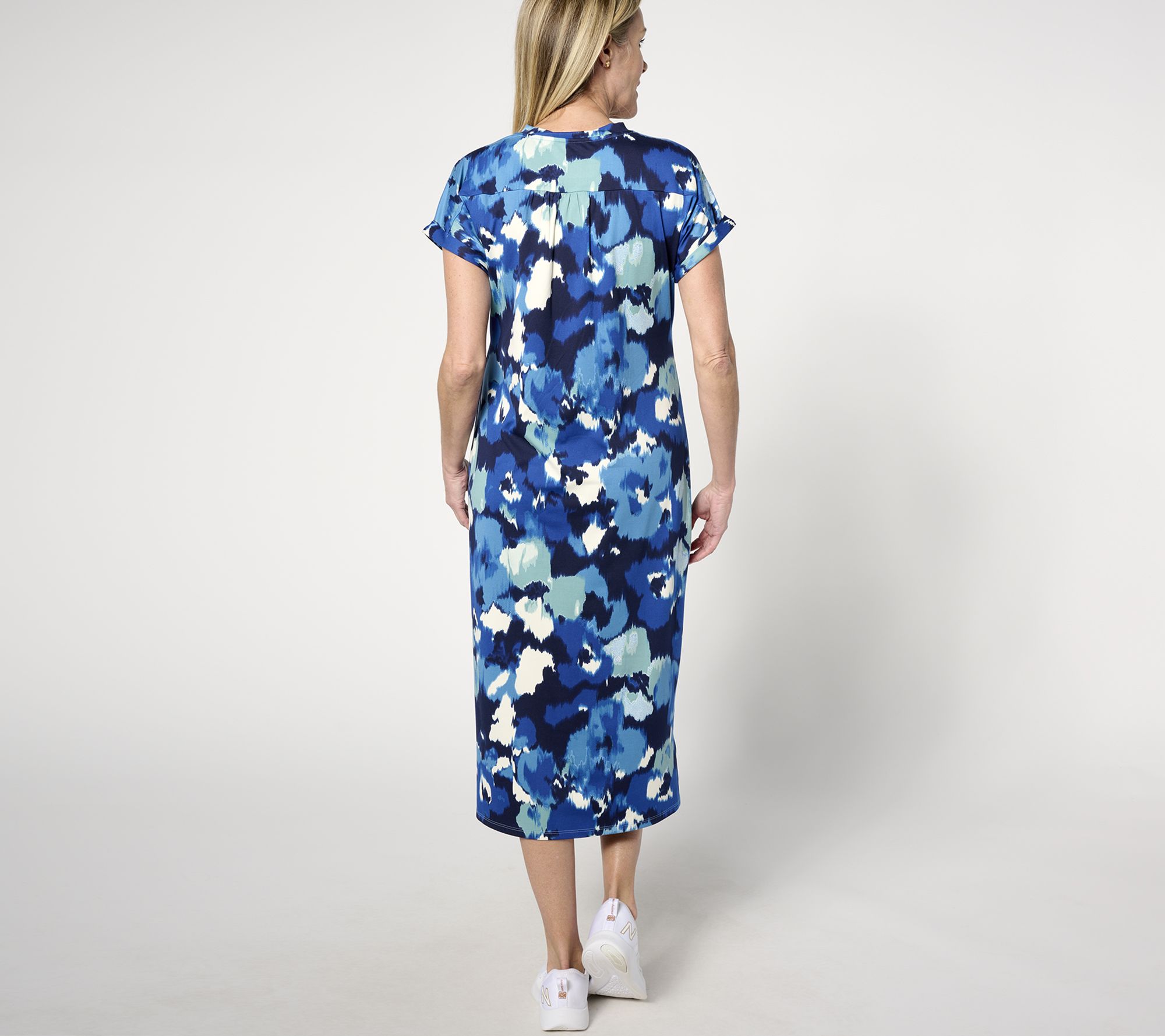 zuda Z-Cool Ruched Shoulder Short Sleeve Dress - QVC.com