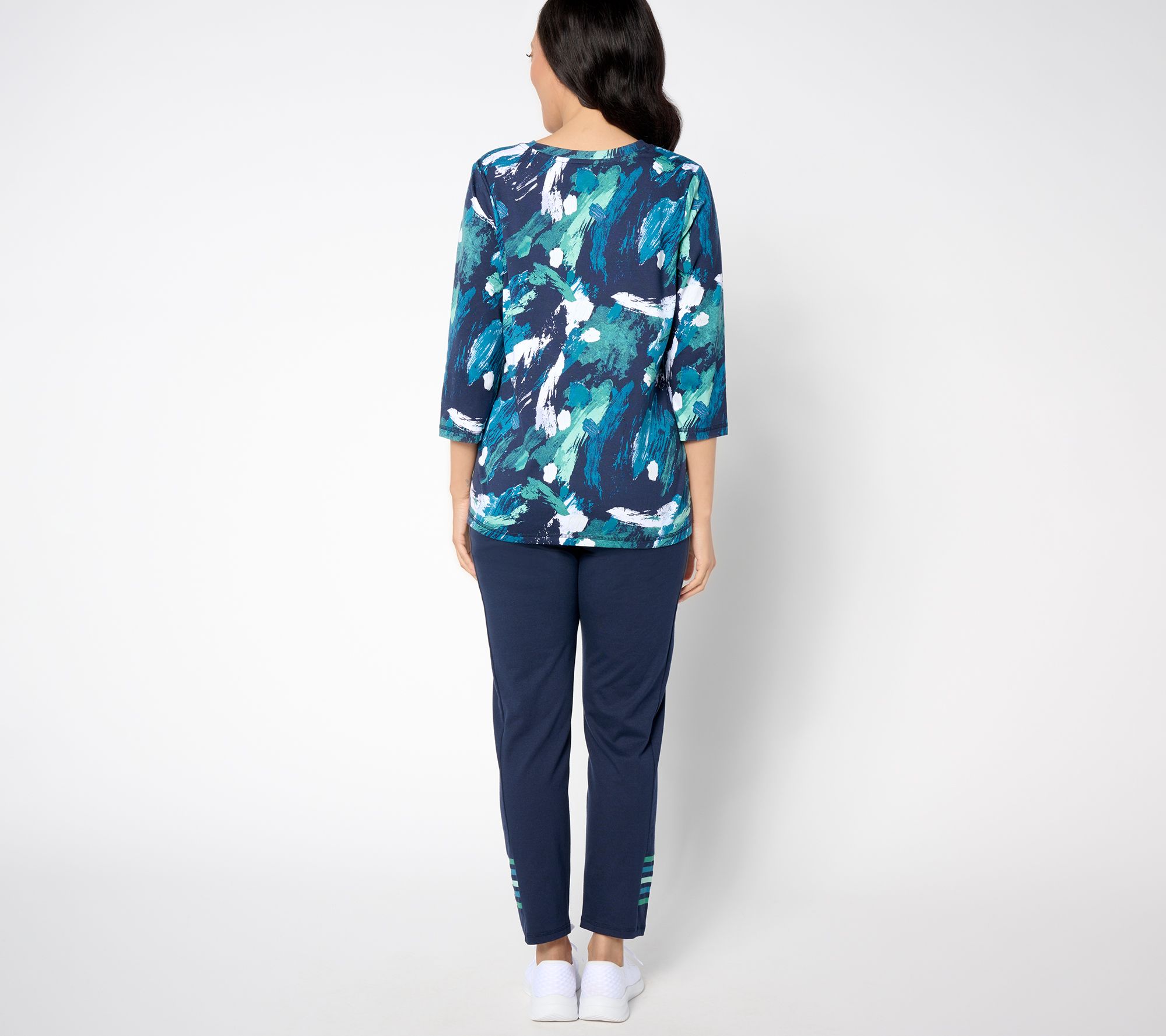 Sport Savvy Petite Abstract Long Sleeve Top and Pant Set - QVC.com