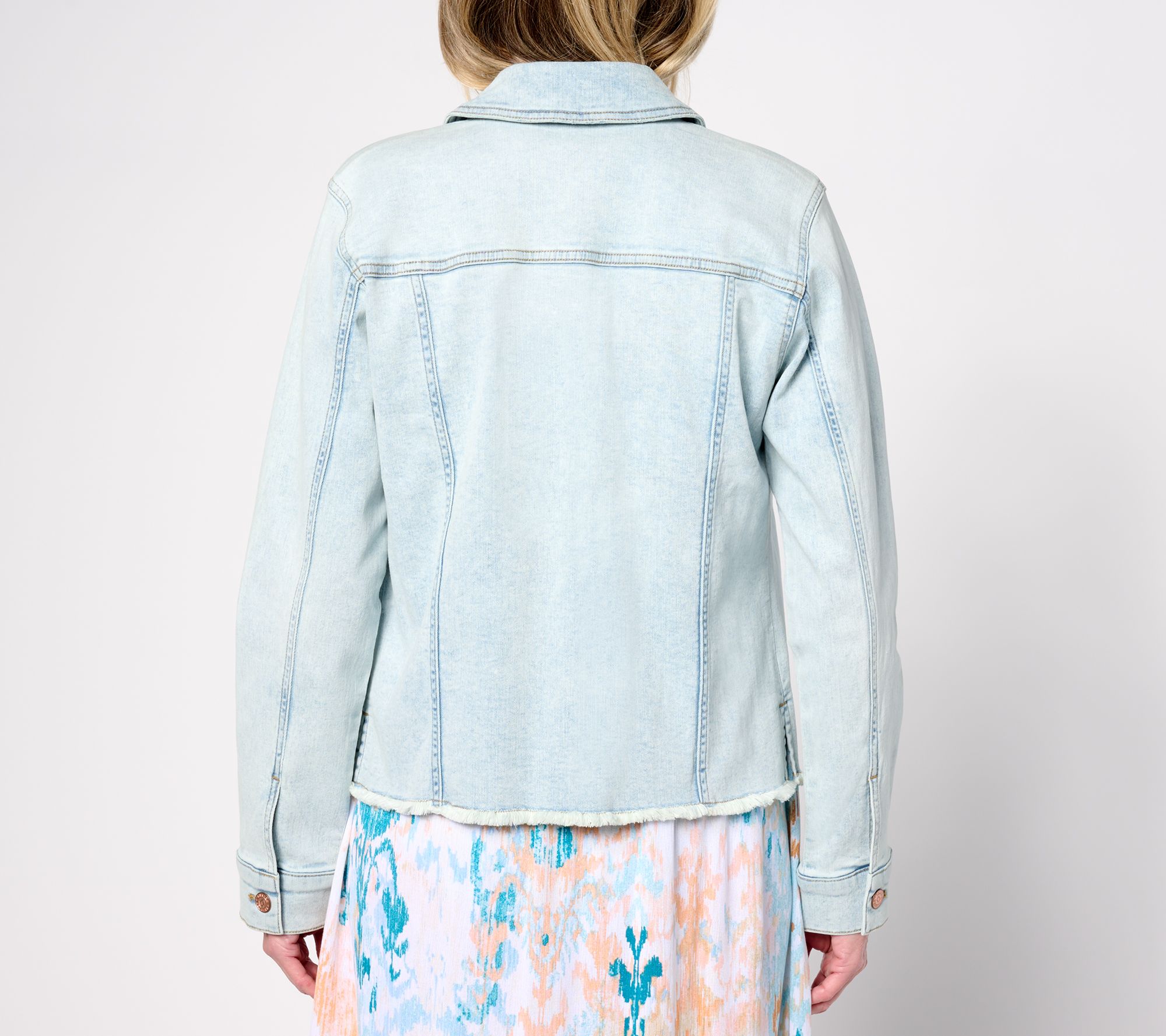 "As Is" Denim & Co. Canyon Retreat Denim Jacket with Raw Edge & Pleat ...