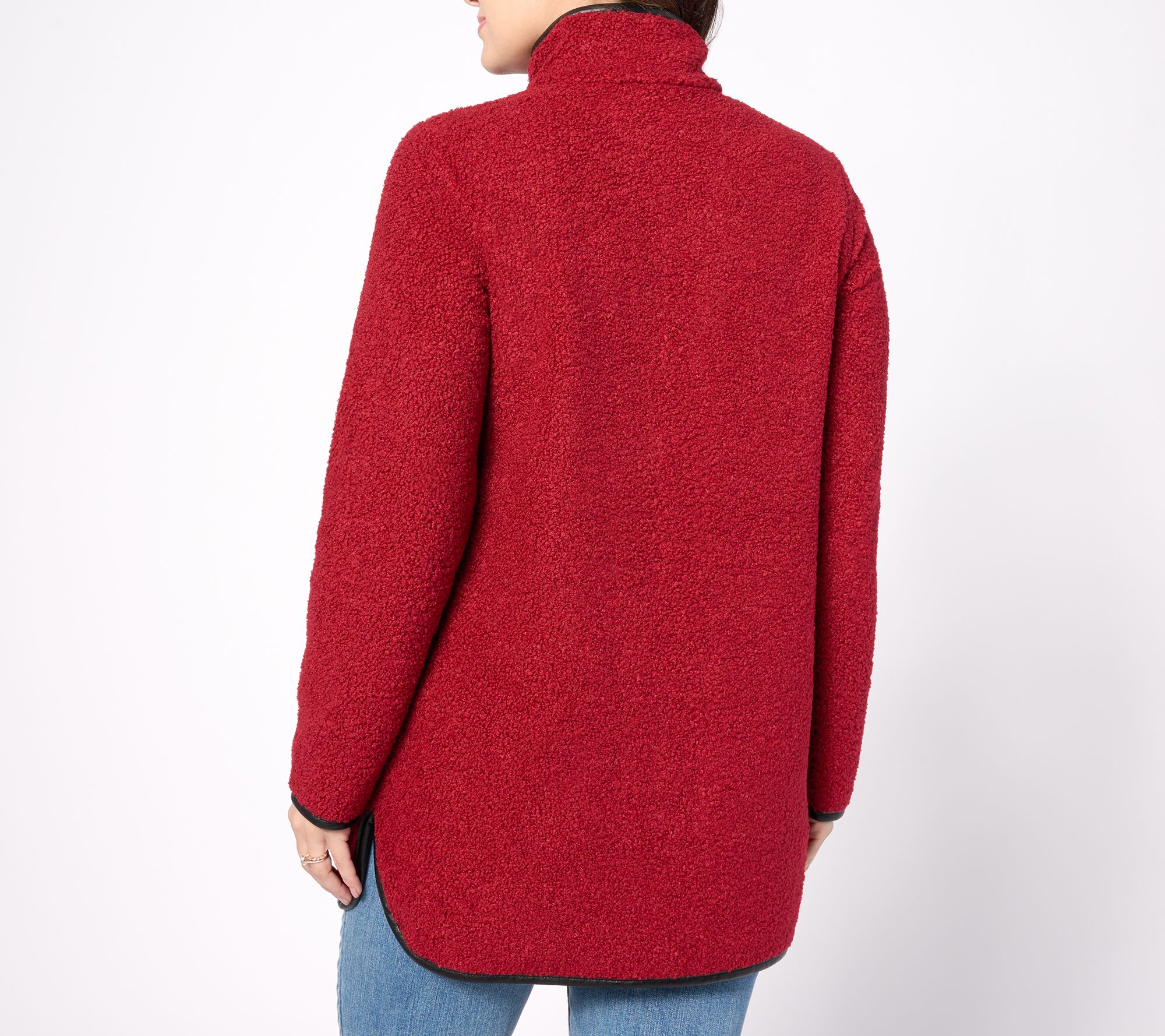 Susan Graver Weekend Knit Boucle Toggle Closure Jacket w/ Faux Leather ...